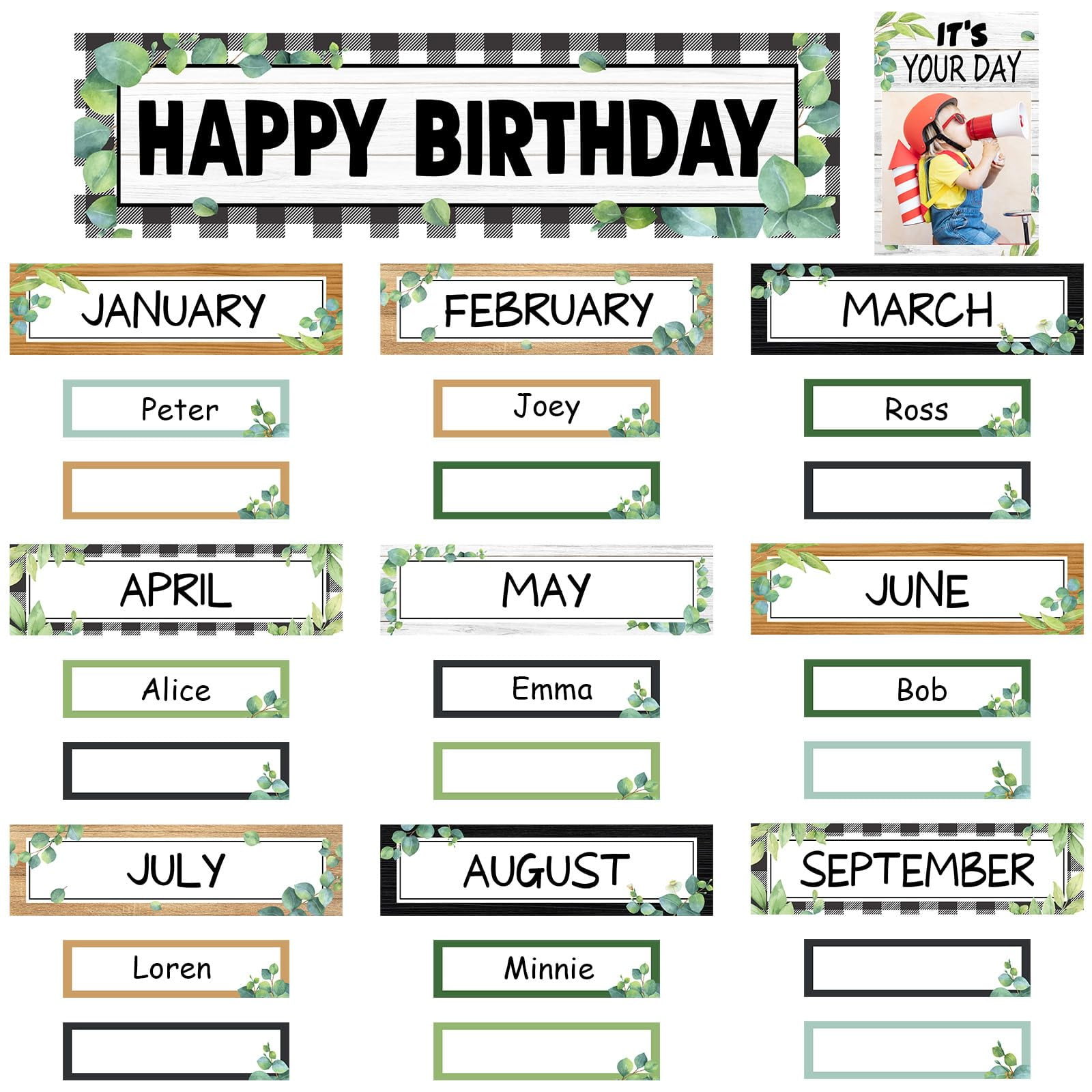 Birthday Chart For Classroom Qyeahkj Jungle Animal Birthday Bulletin ...