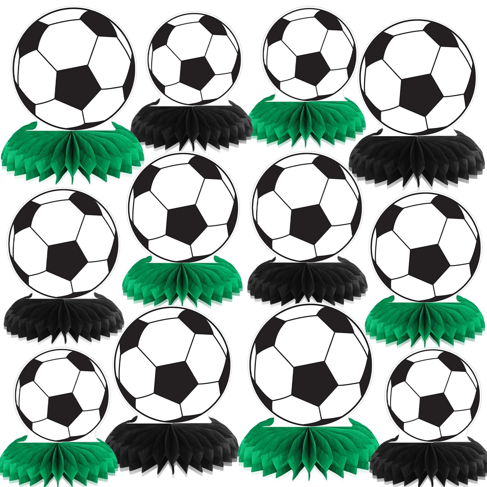 QOUBAI 12 PcsTRDN Soccer Party Decorations Soccer Honeycomb ...