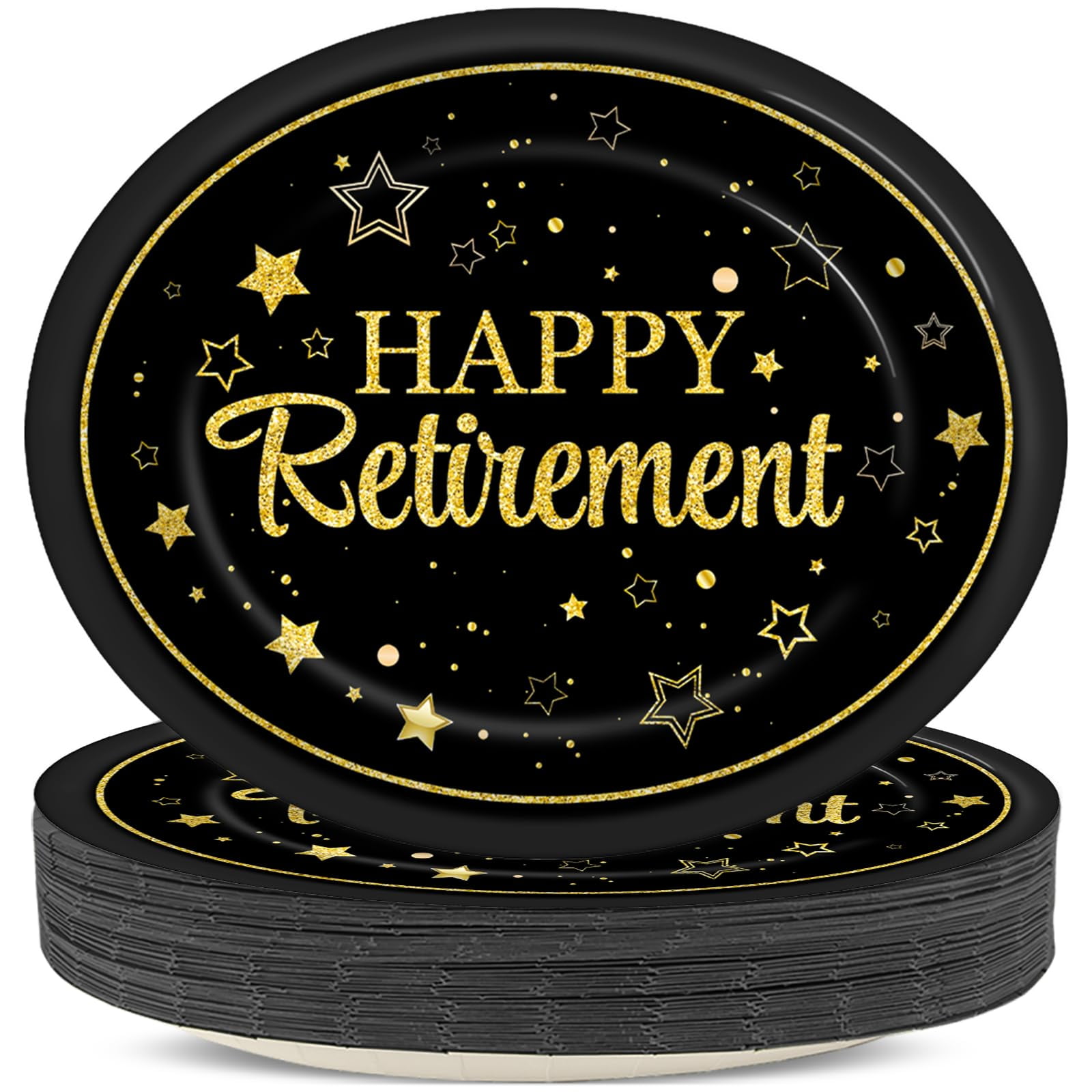 QOUBAI 50Pcs Happy Retirement TSF6 Party Oval Plates 11 Retirement ...