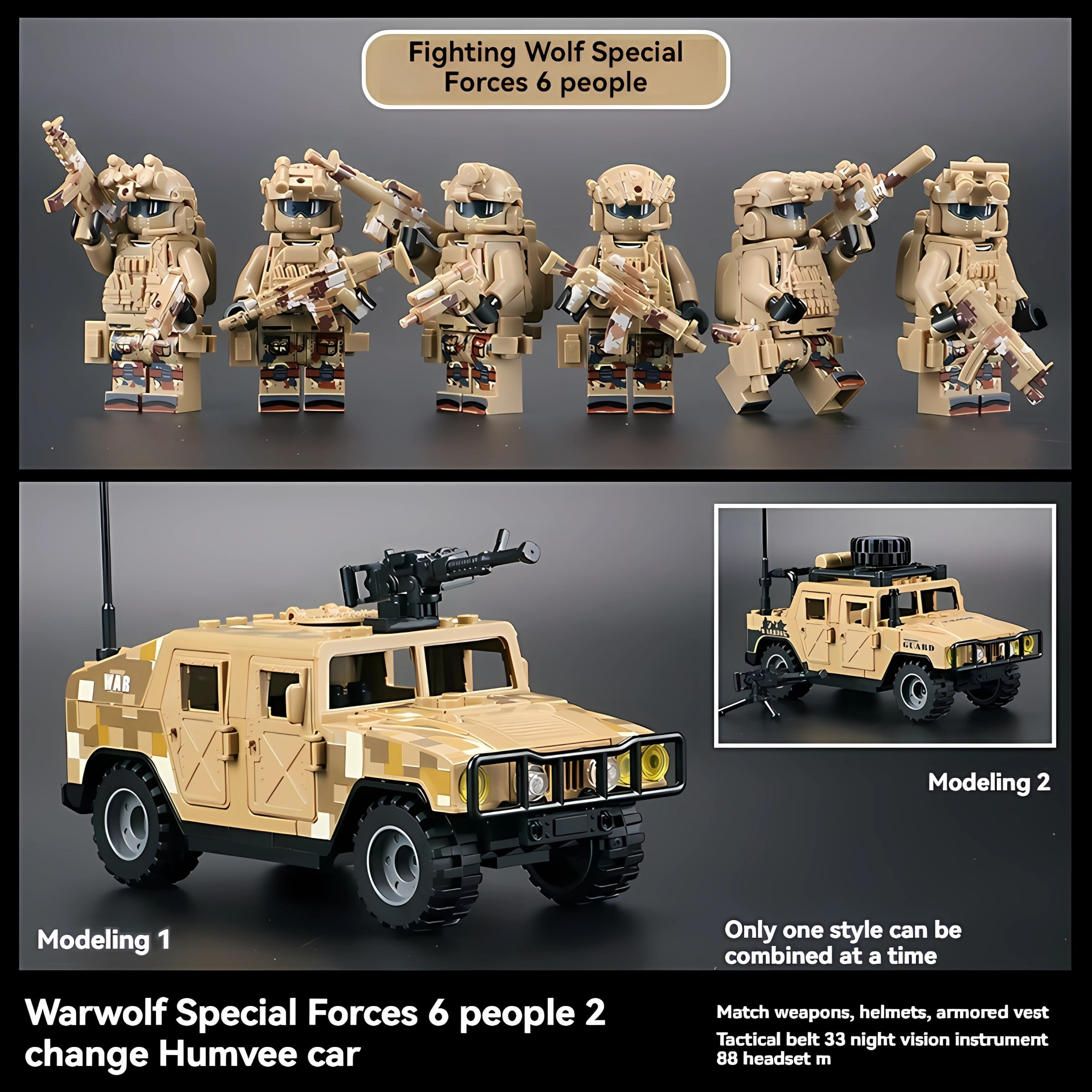 QPAZ Military Building Block Set - Desert Special Forces Ghost Soldier ...