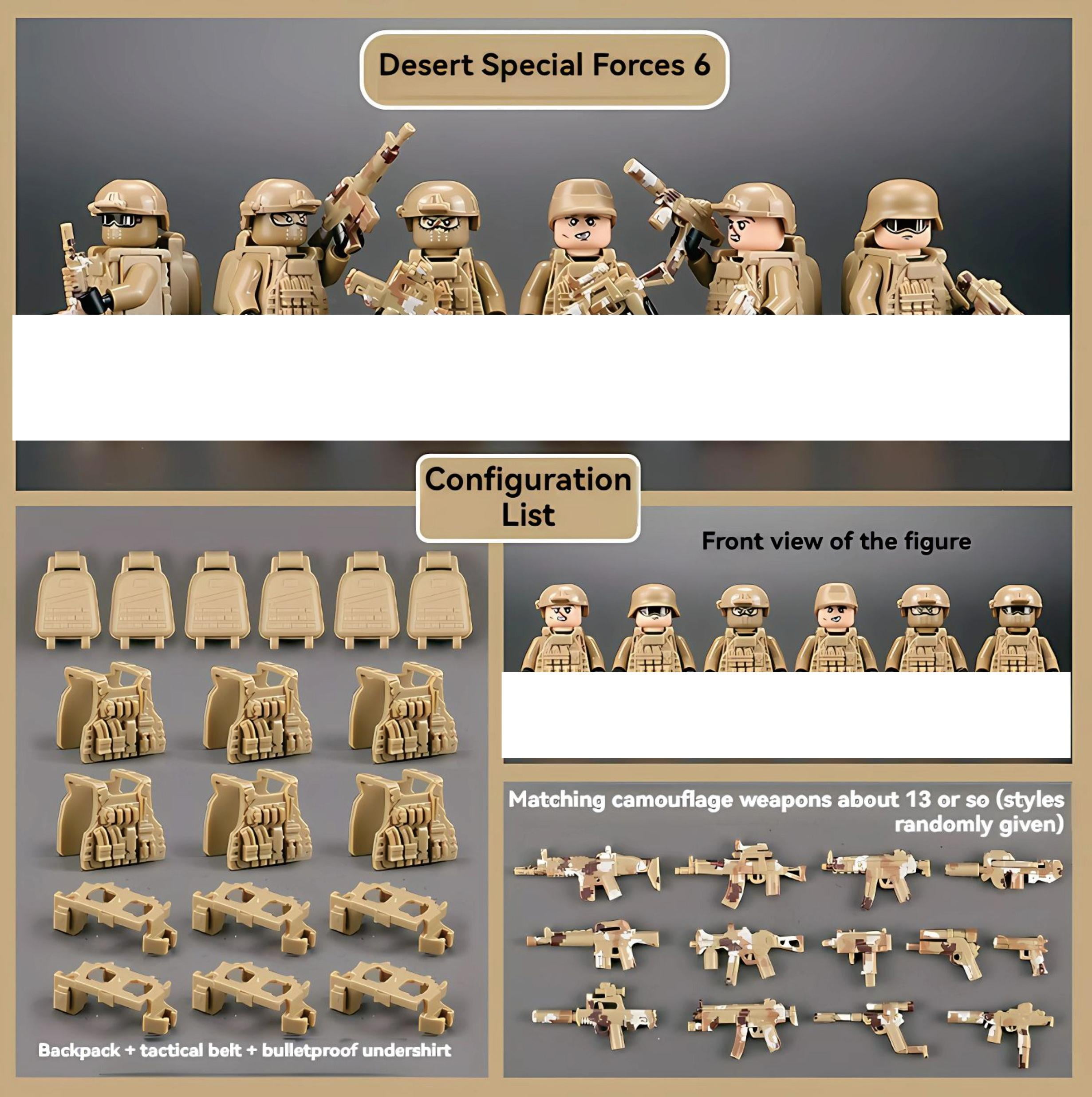 QPAZ Military Building Blocks Soldier Set - Desert Special Forces Ghost ...