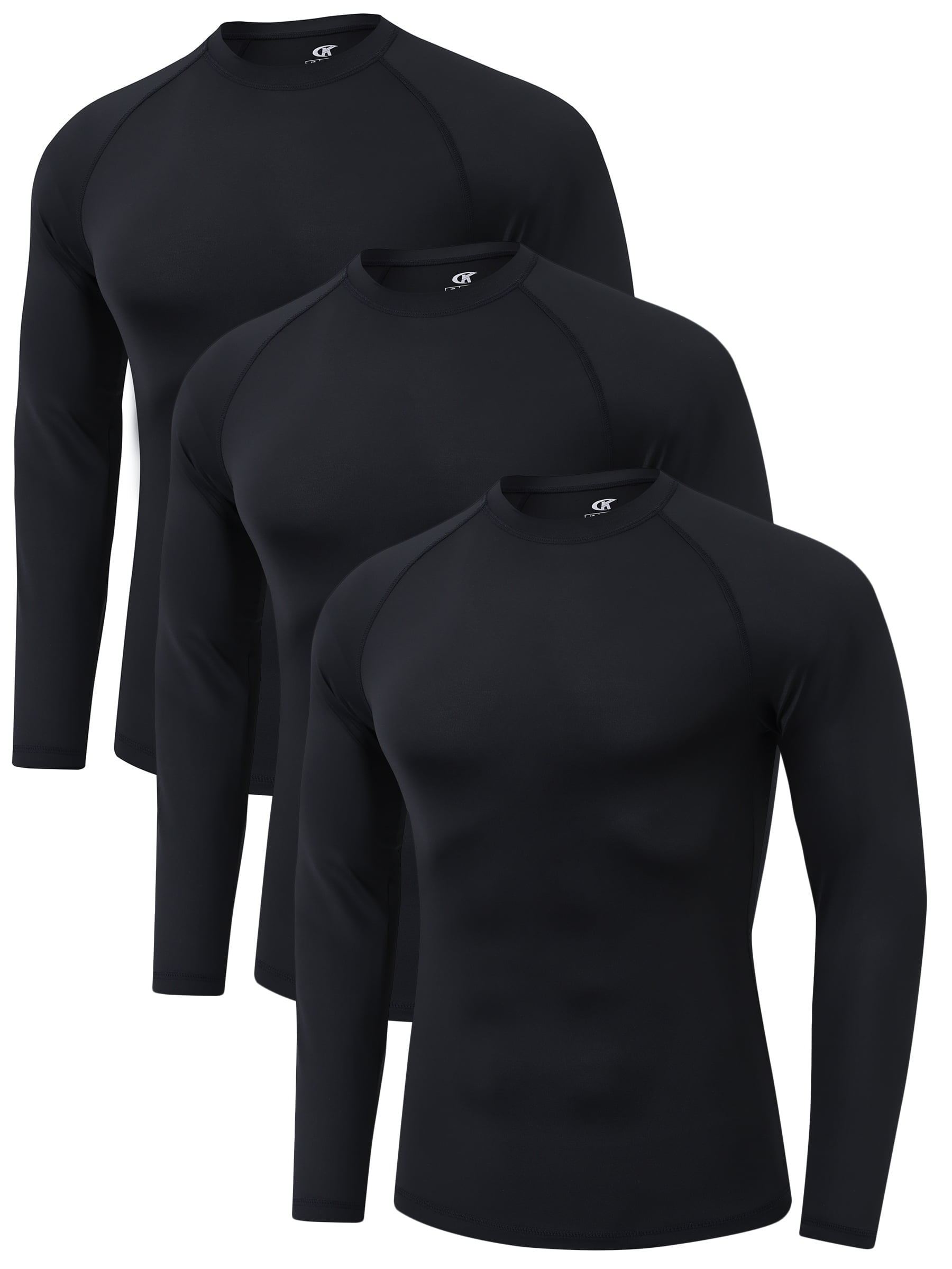 QPNGRP Men's 3 Pack Dry Fit Long Sleeve Athletic Shirts Workout Running ...