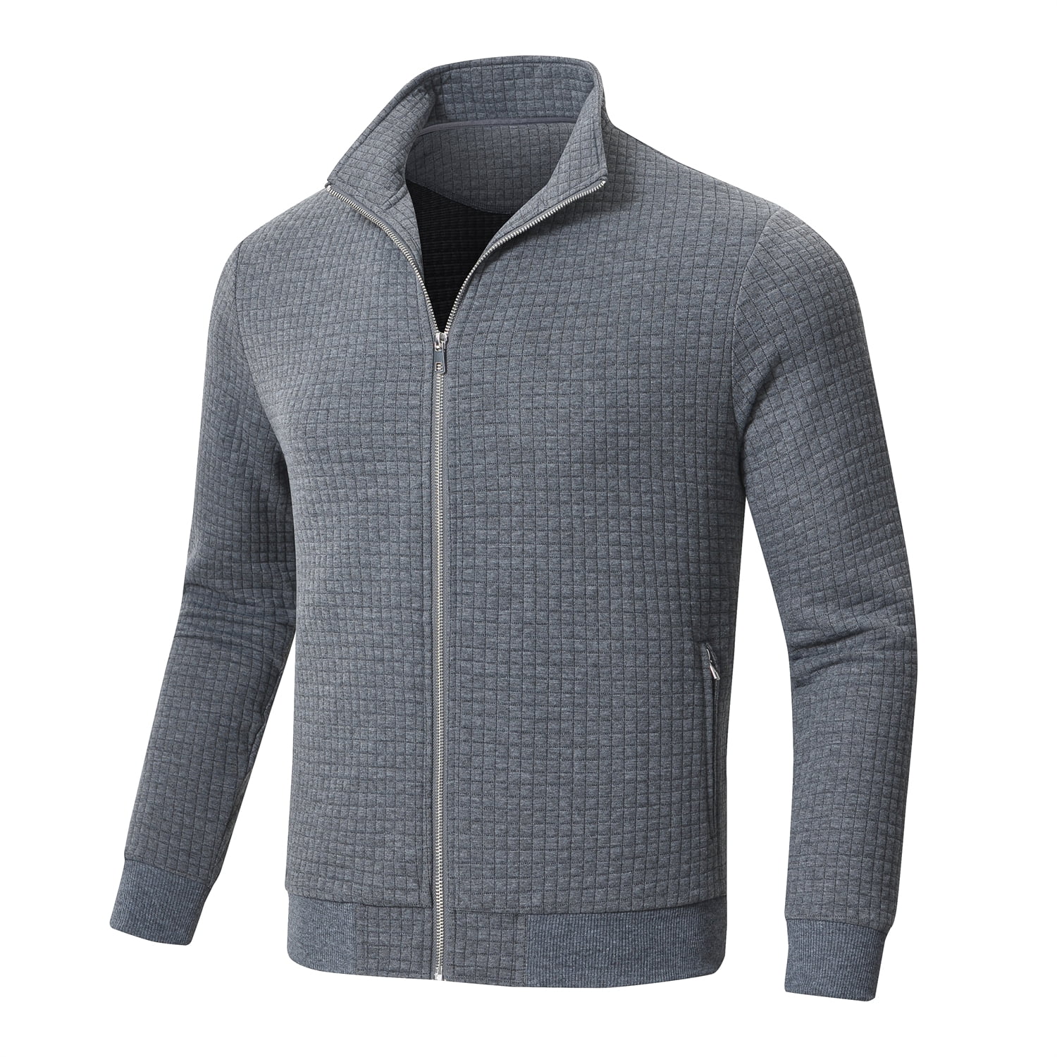 QPNGRP Men's Lightweight Jacket Casual Jacket Waffle Knitted Darkgrey ...