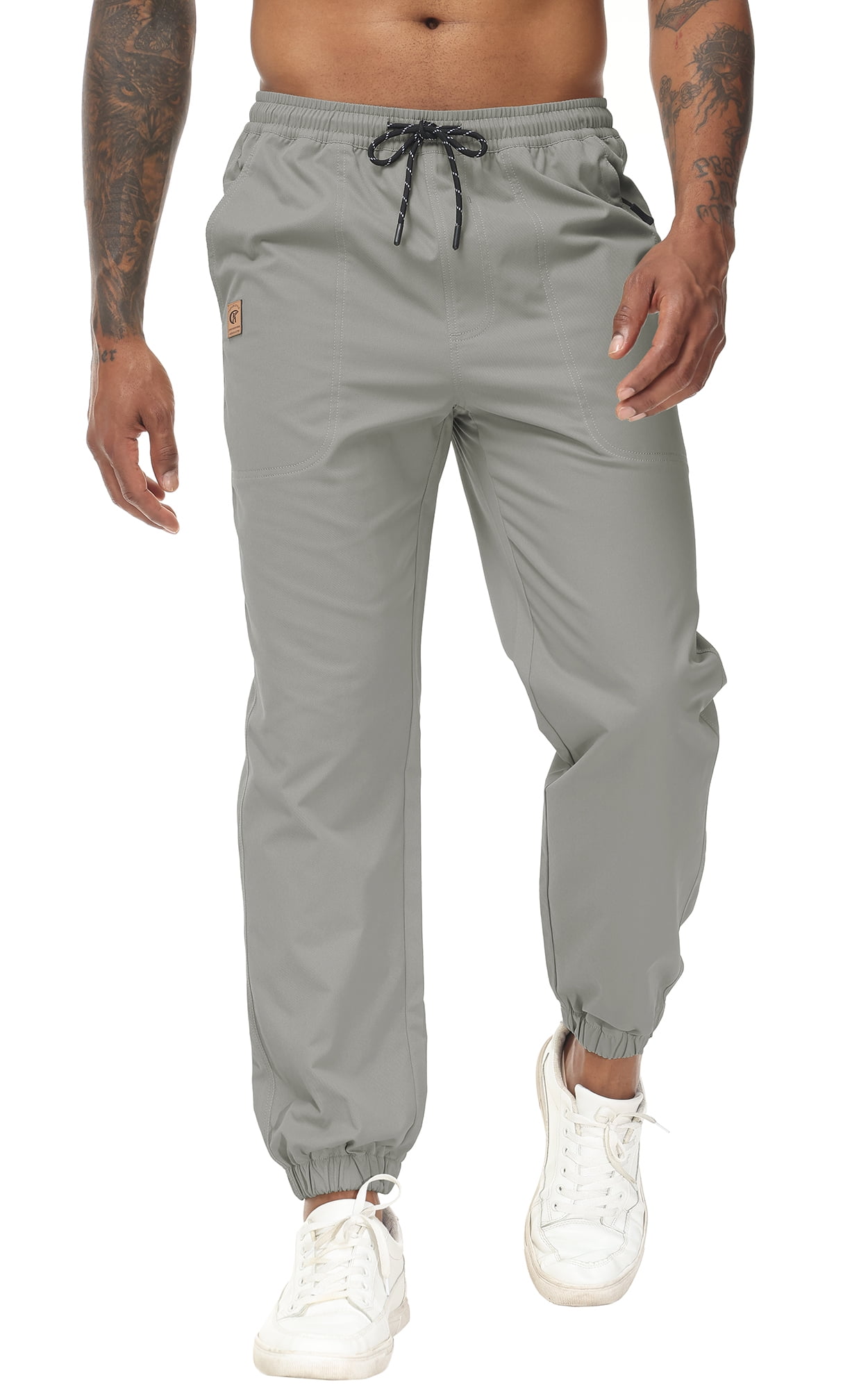 QPNGRP Mens Casual Joggers Pants Elastic Waist Drawstring Chino Jogging ...