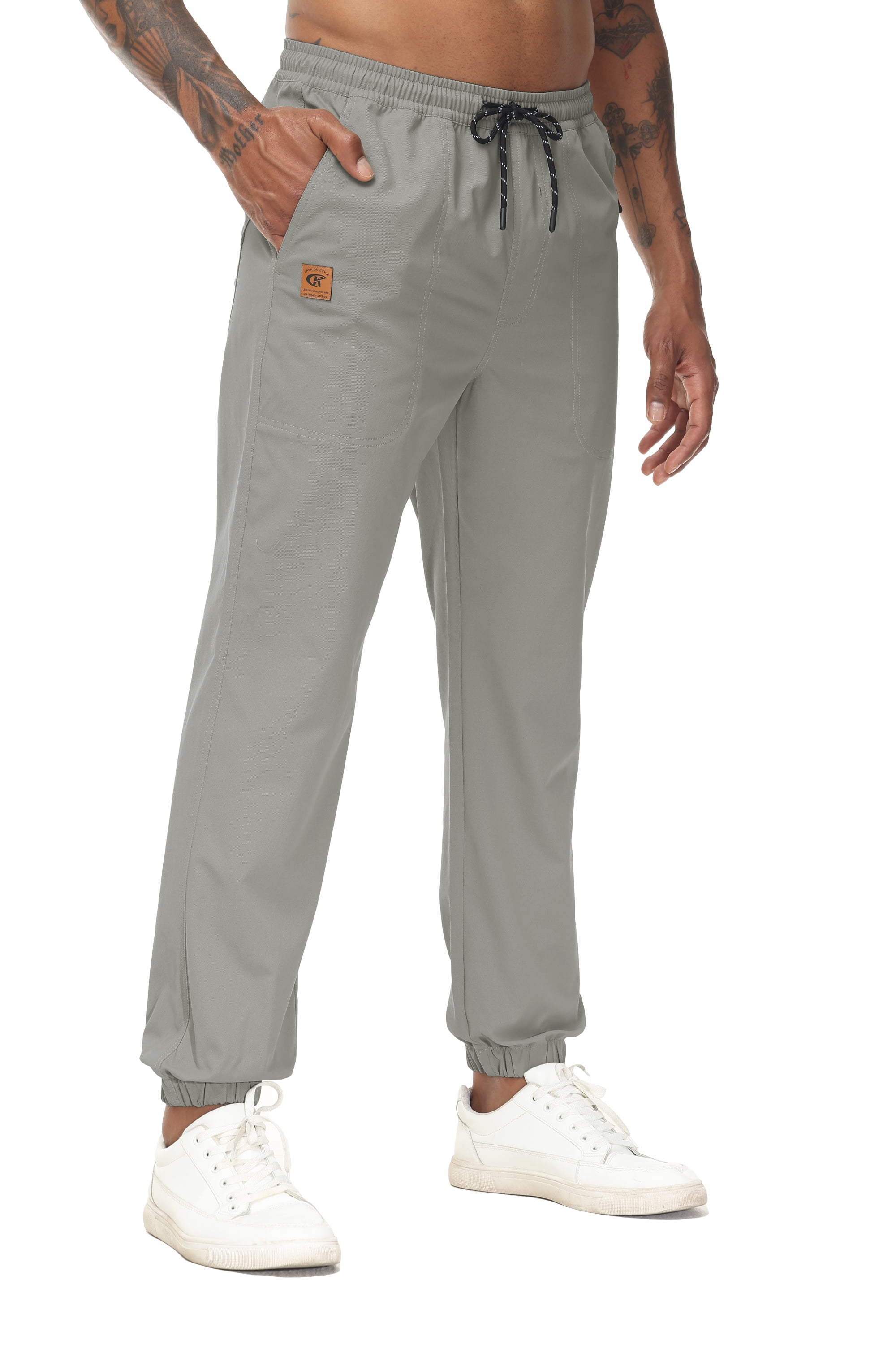 QPNGRP Mens Casual Joggers Pants Elastic Waist Drawstring Chino Jogging ...