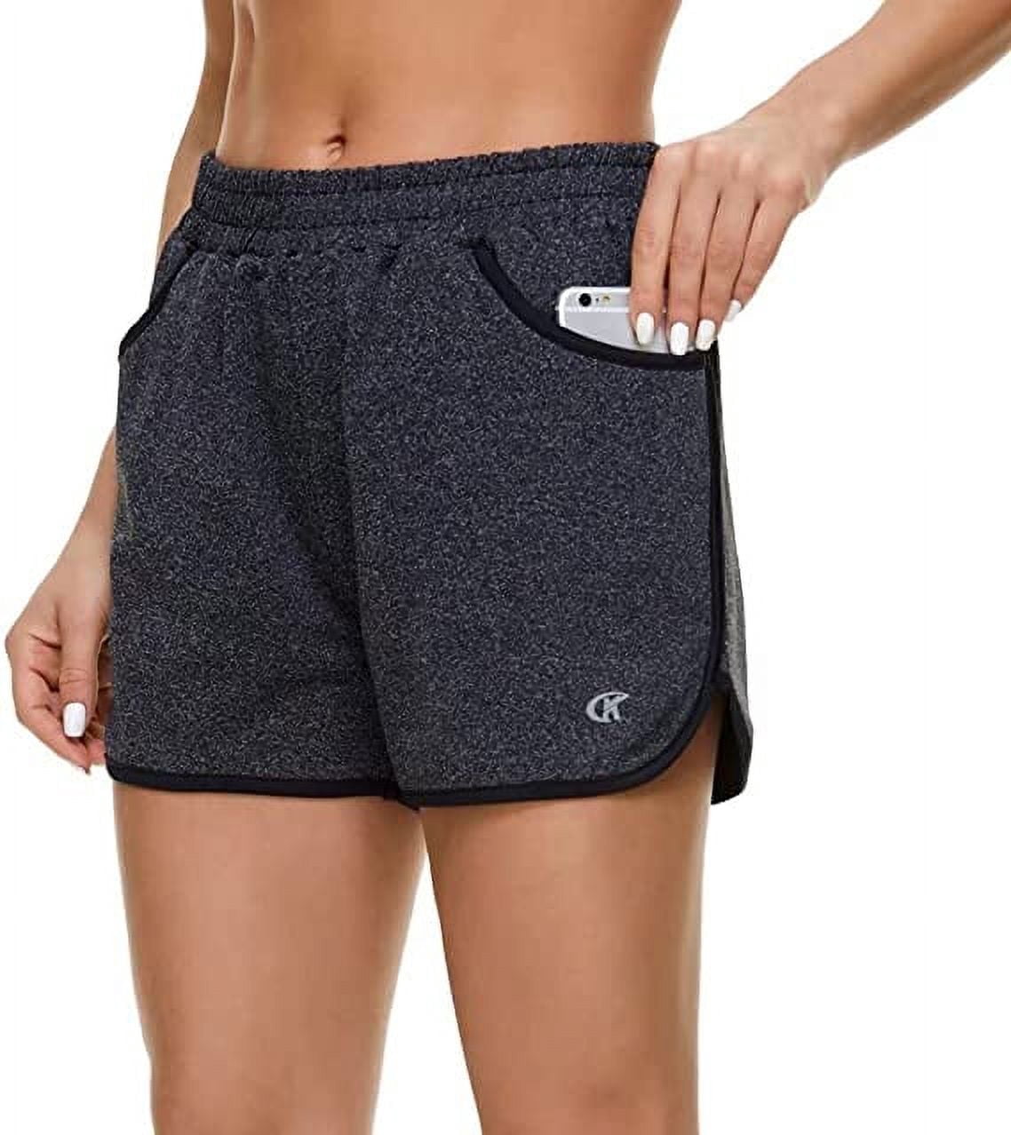QPNGRP Womens Running Shorts with Breathable Mesh Breif Liner darkgrey ...