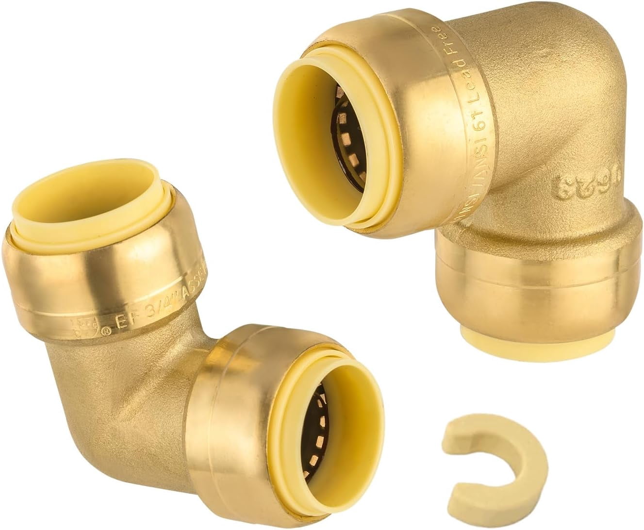 QPPOIH-(Pack of 2) 3/4 Inch Push Fit 90-Degree Elbow Brass fitting ...