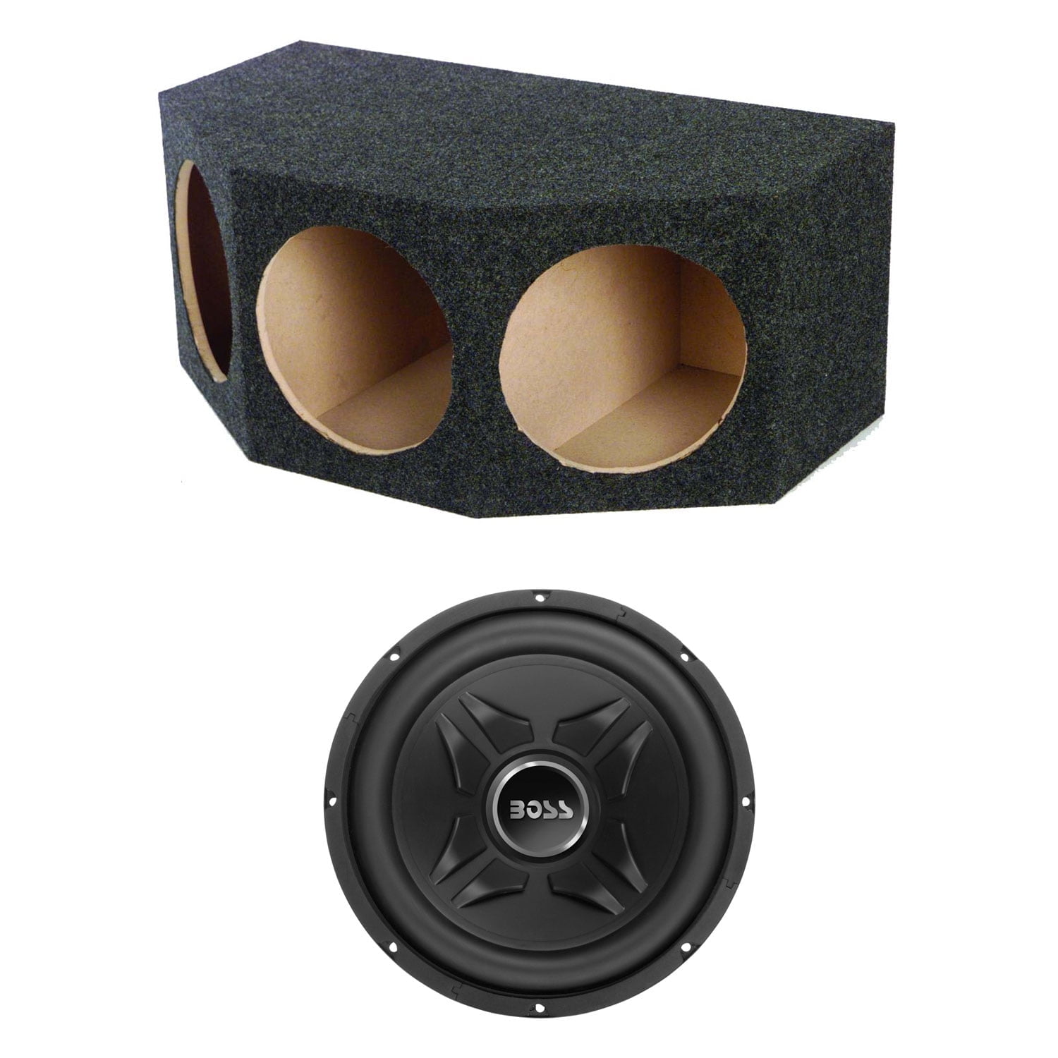 QPower BASS12 3 Hole 12 Inch Sub Enclosure with Boss CXX12 1000 Watt ...