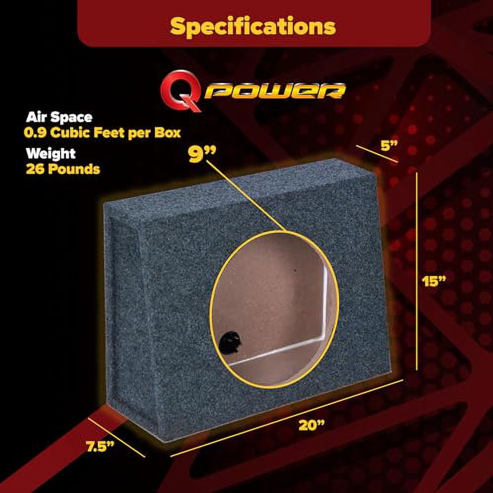 QPower QTW10 Single 10" Sealed Car Audio Subwoofer Sub Box Enclosures ...