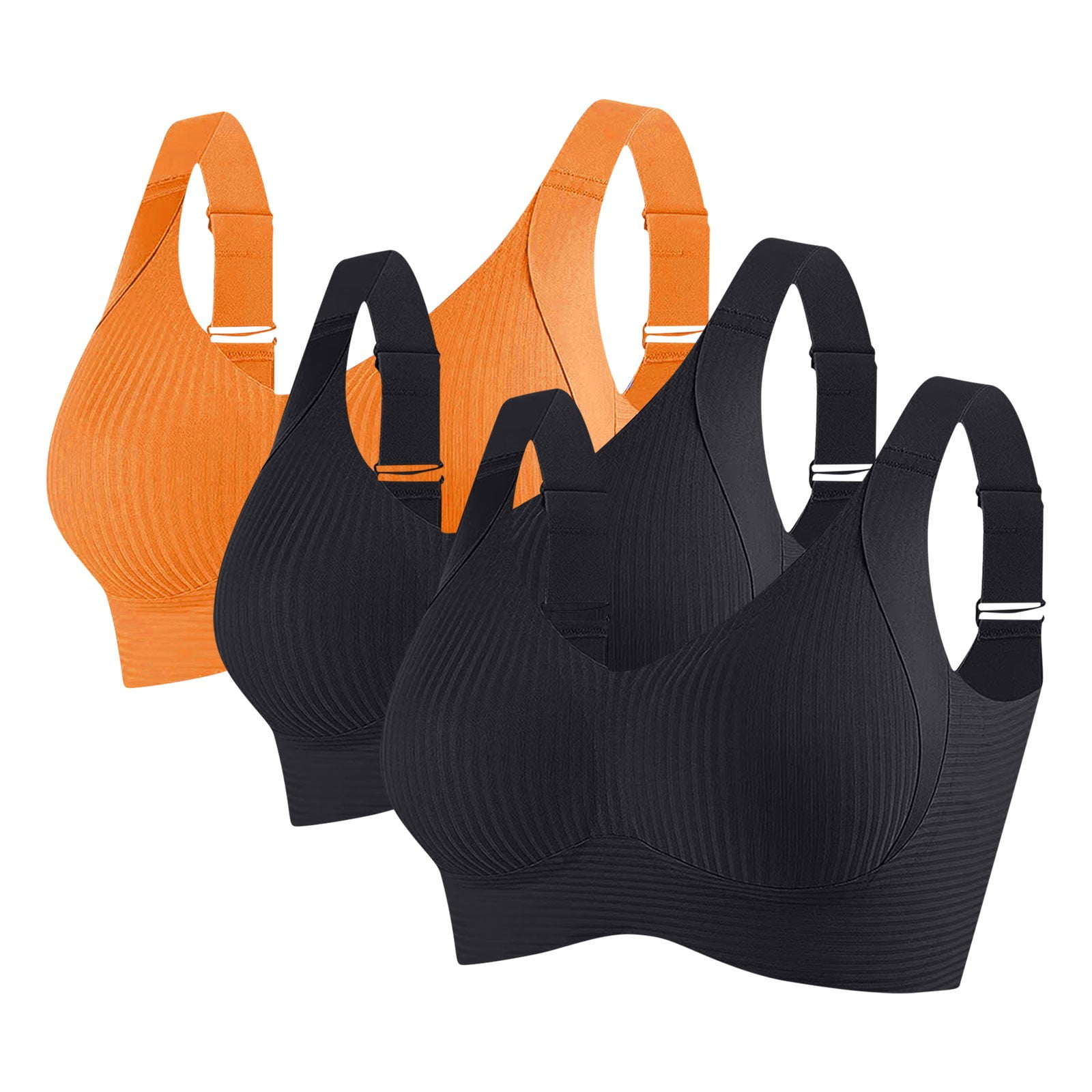 QQAMB 3PC Women’s Seamless Lifting Bra Coverage Supportive Back ...