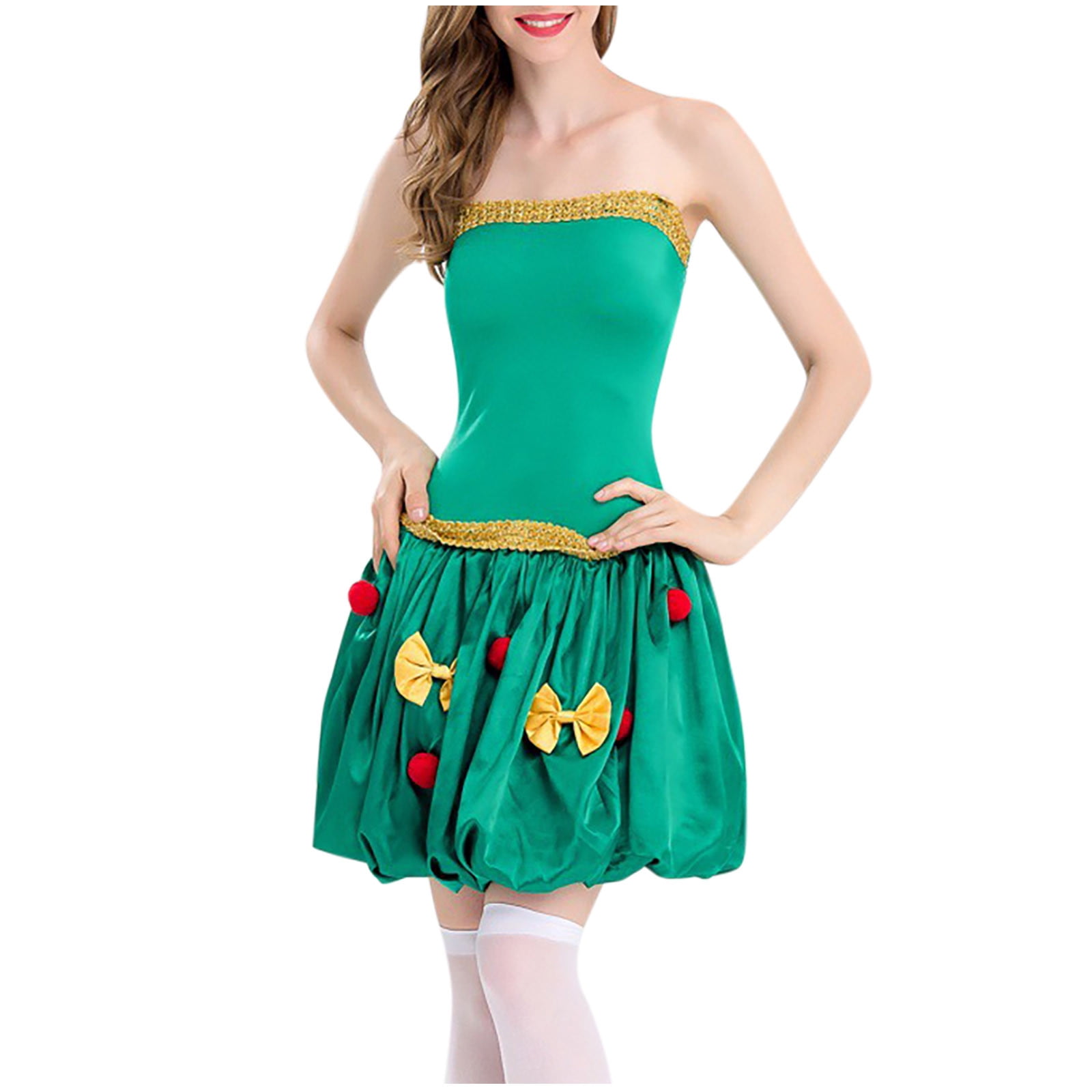 QQAMB Christmas Tree Poncho Adults Bow Ball Decor Hooded Cloak Cape ...