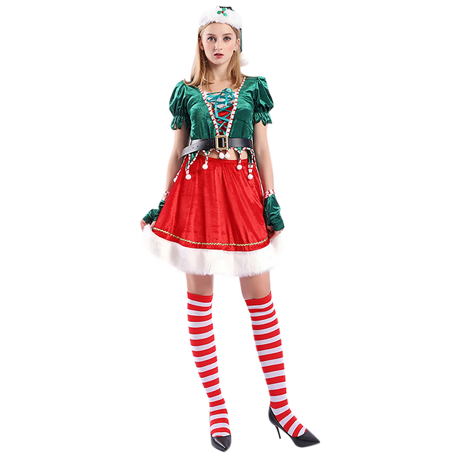 QQAMB Christmas Tree Poncho Adults Bow Ball Decor Hooded Cloak Cape ...