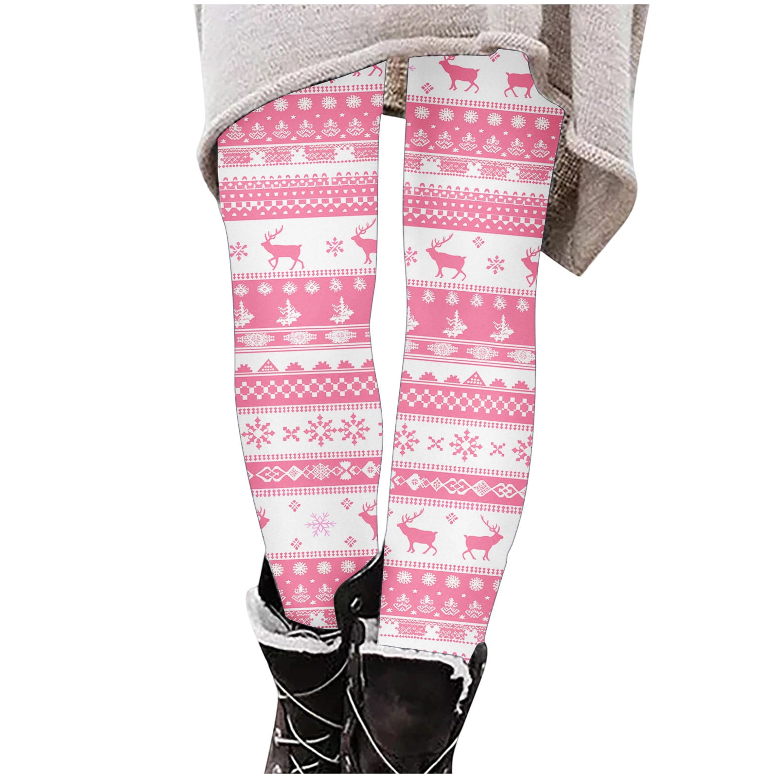 QQAMB Girls Christmas Leggings Holiday High Waisted Comfy Pants Ankle ...