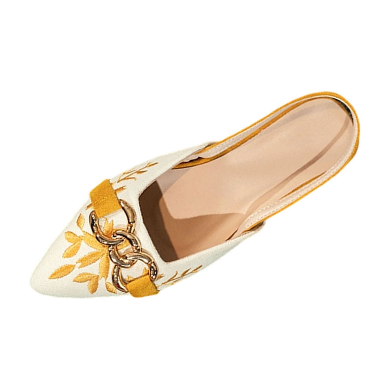 DeHolifer Metal Chain Decor Flat Mules for Women Closed Pointed Toe ...