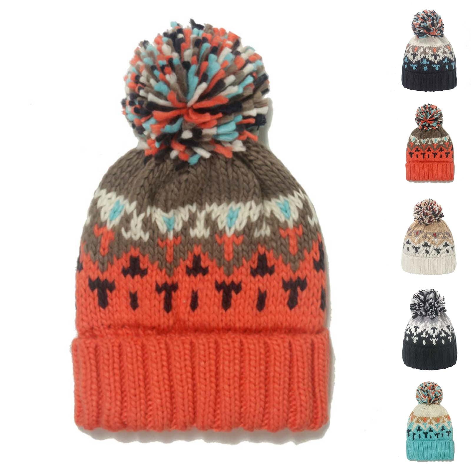 QQAMB Trendy Mixed Color Soft Acrylic Knitted Hat Winter Ear Protection ...