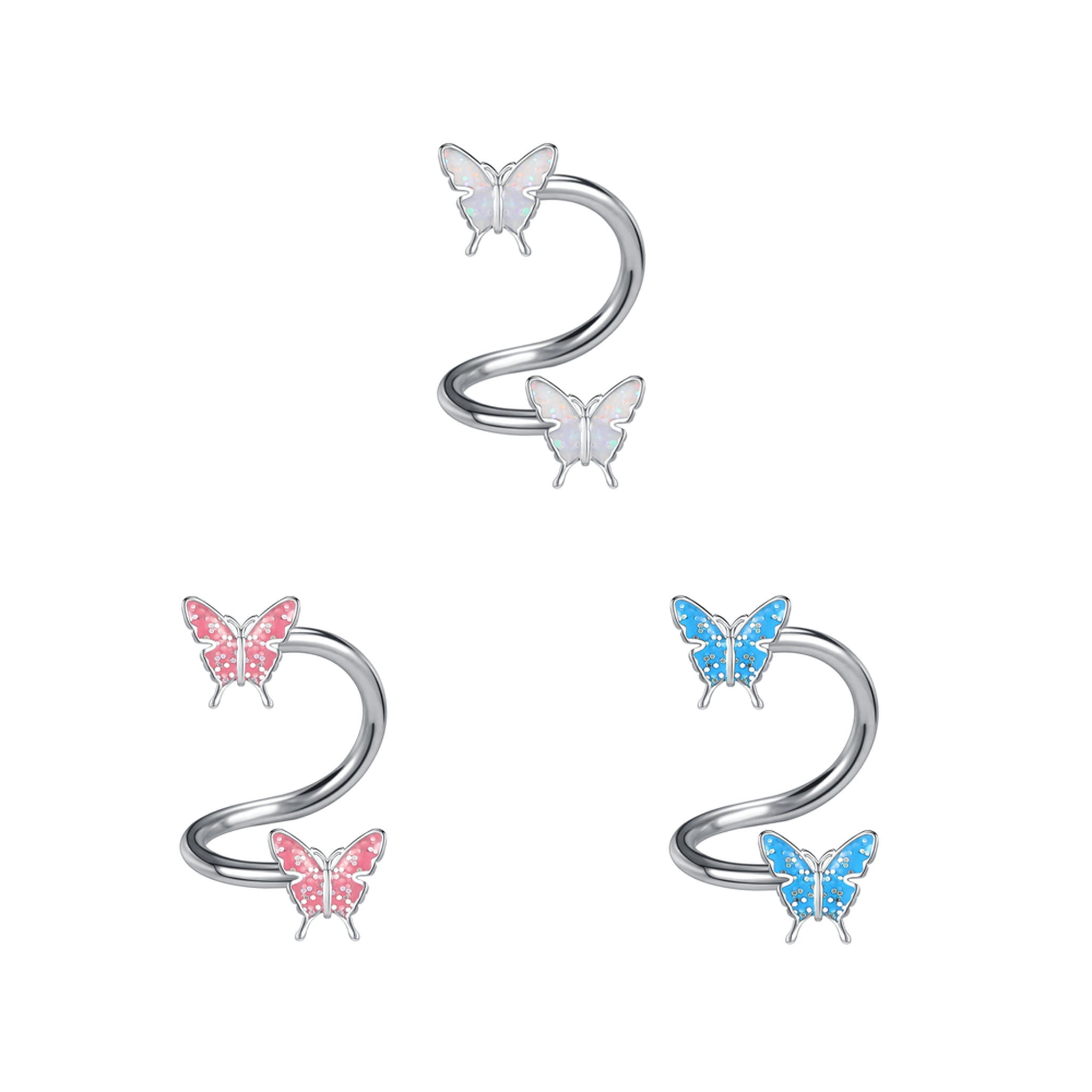 QQTDFG 1/3Pcs Stainless Steel Fake Nose Piercing Butterfly Magnetic ...