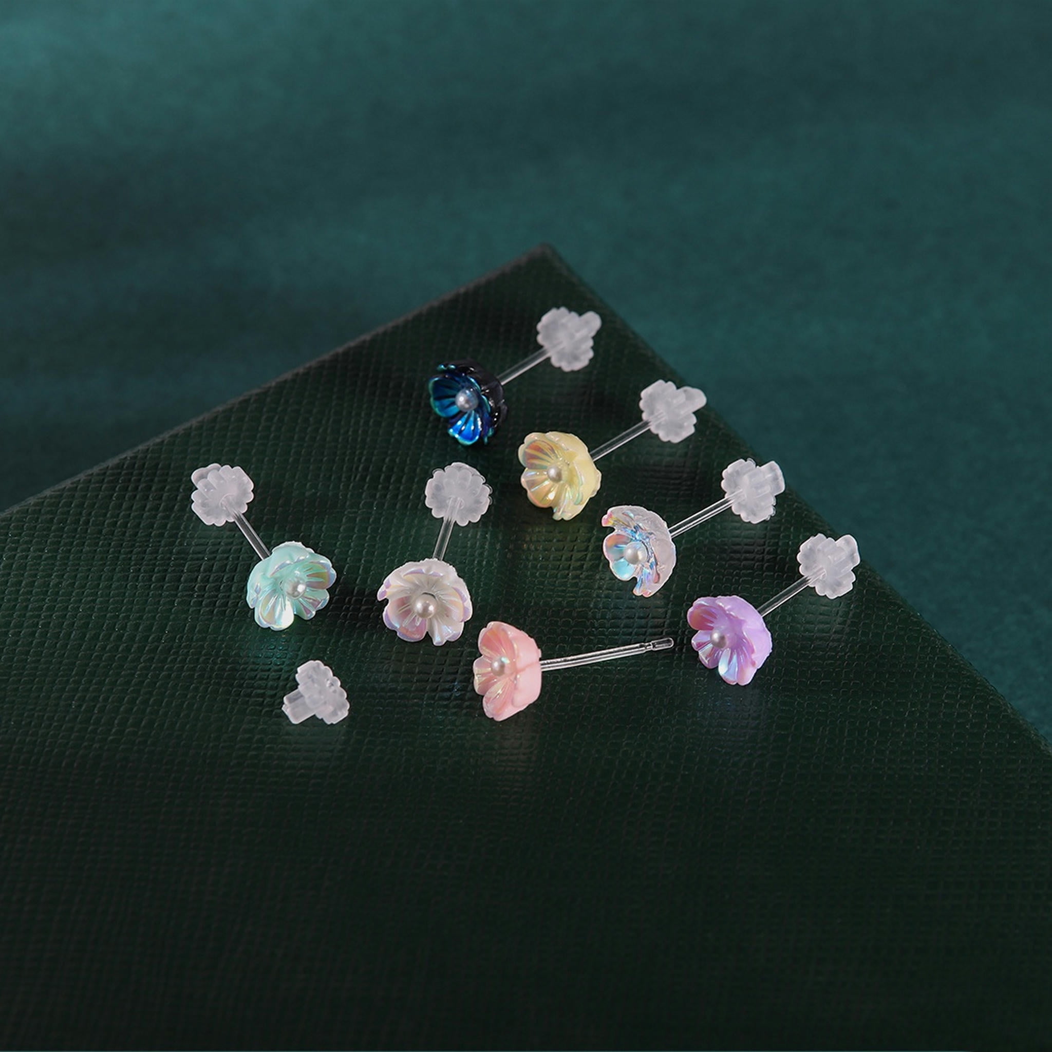 QQTDFG 1/7 Pairs Plastic Resin Stud Earrings Cherry Blossom Cartilage ...