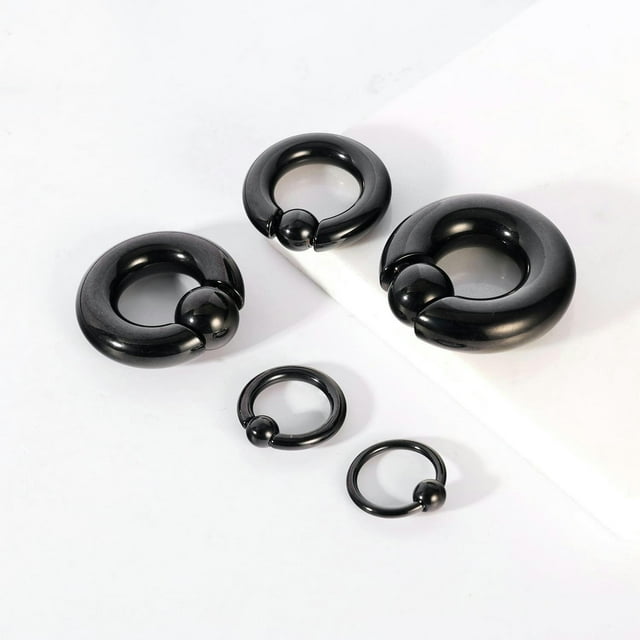 QQTDFG 1 Pair Surgical Steel Captive Bead Nose Rings Large Ear Gauge ...
