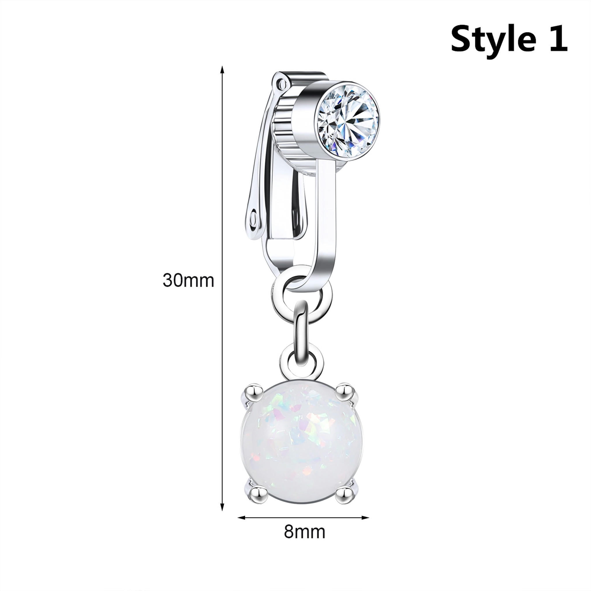 QQTDFG 1 Pc Copper Fake Belly Button Rings Clip on Navel Piercings CZ Drop Earrings-Style 1 ...