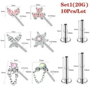 Labret Monroe Studs 14G & 16G Surgical Steel Randomly Styles Lot Of 10 ...