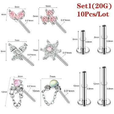 Labret Monroe Studs 14G & 16G Surgical Steel Randomly Styles Lot Of 10 ...
