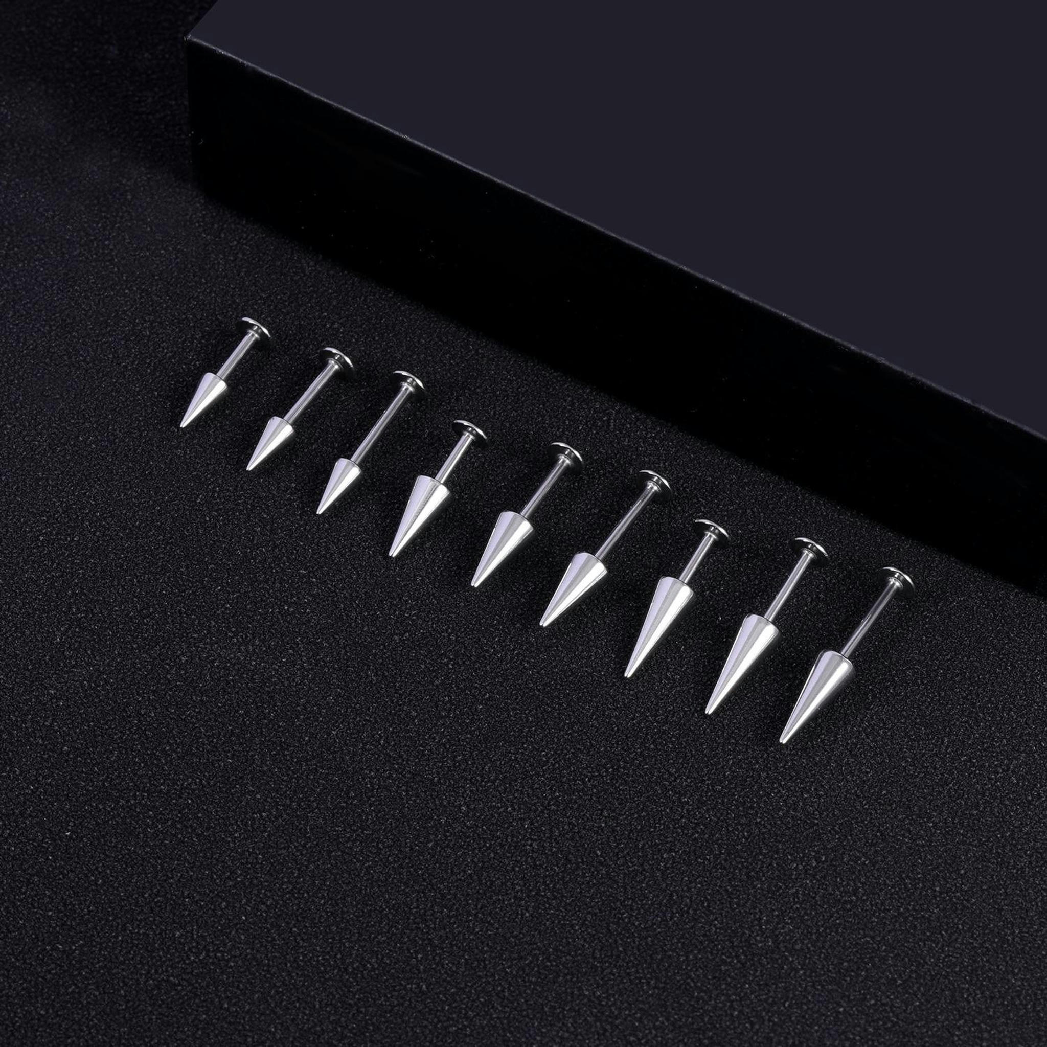 QQTDFG 10Pcs/lot 16G Spike Stainless Steel Lip Studs Ear Helix Conch ...