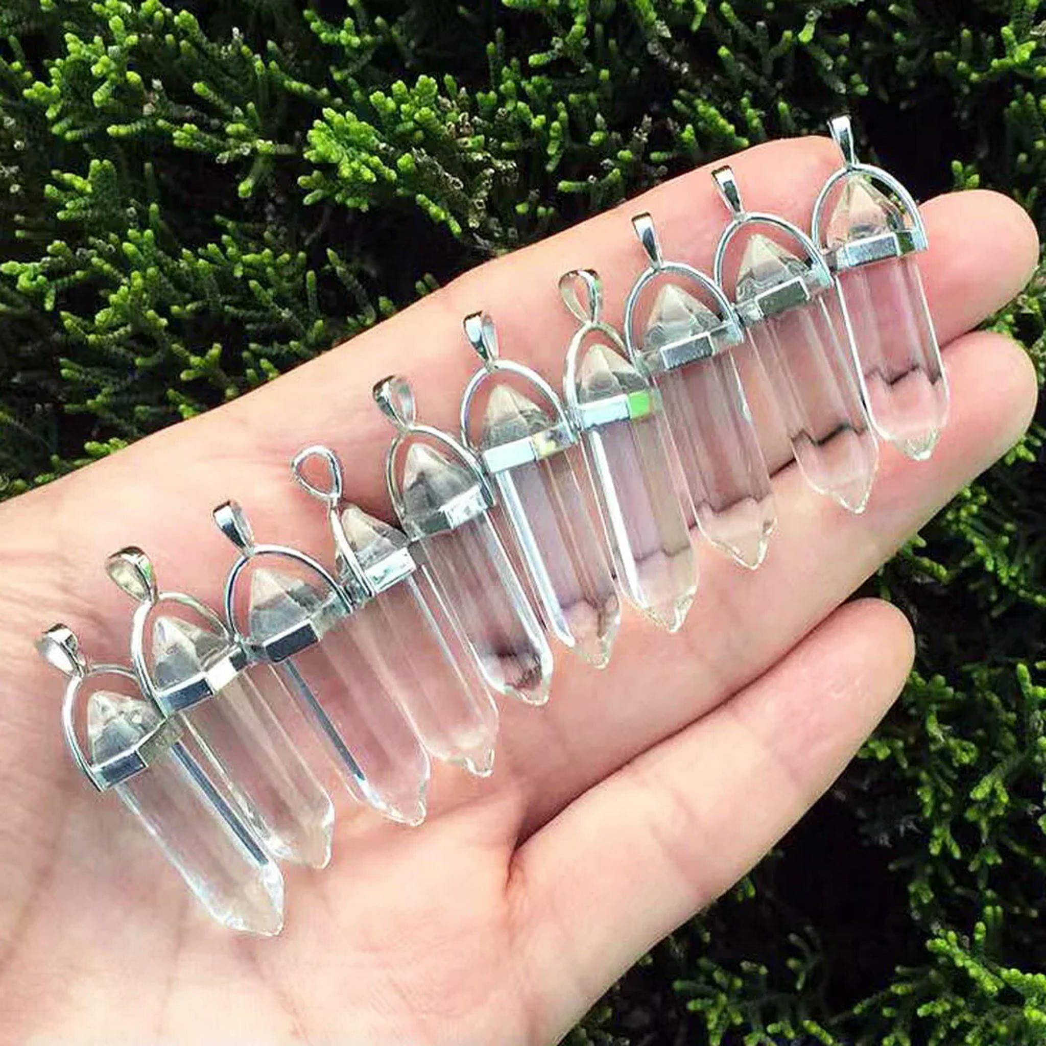 QQTDFG 10pcs Clear Glass Stone Healing Hexagon bead Natural Point ...