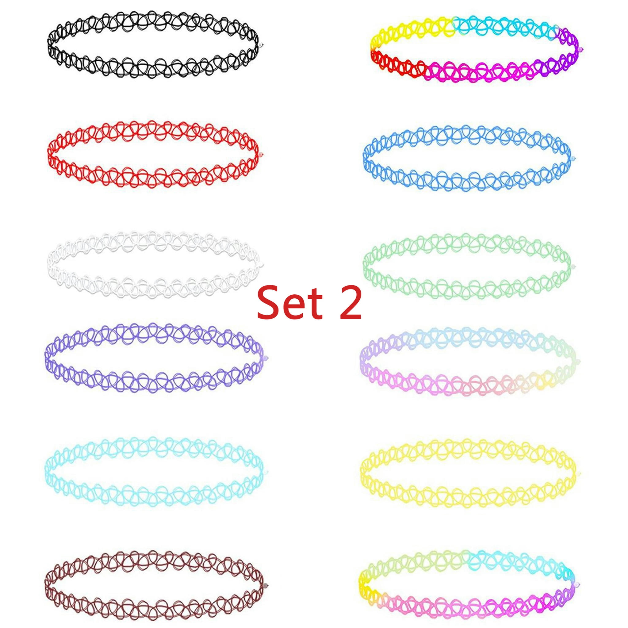 QQTDFG 12Pcs Plastic Stretch Necklace Elastic Collar Gothic Flower ...