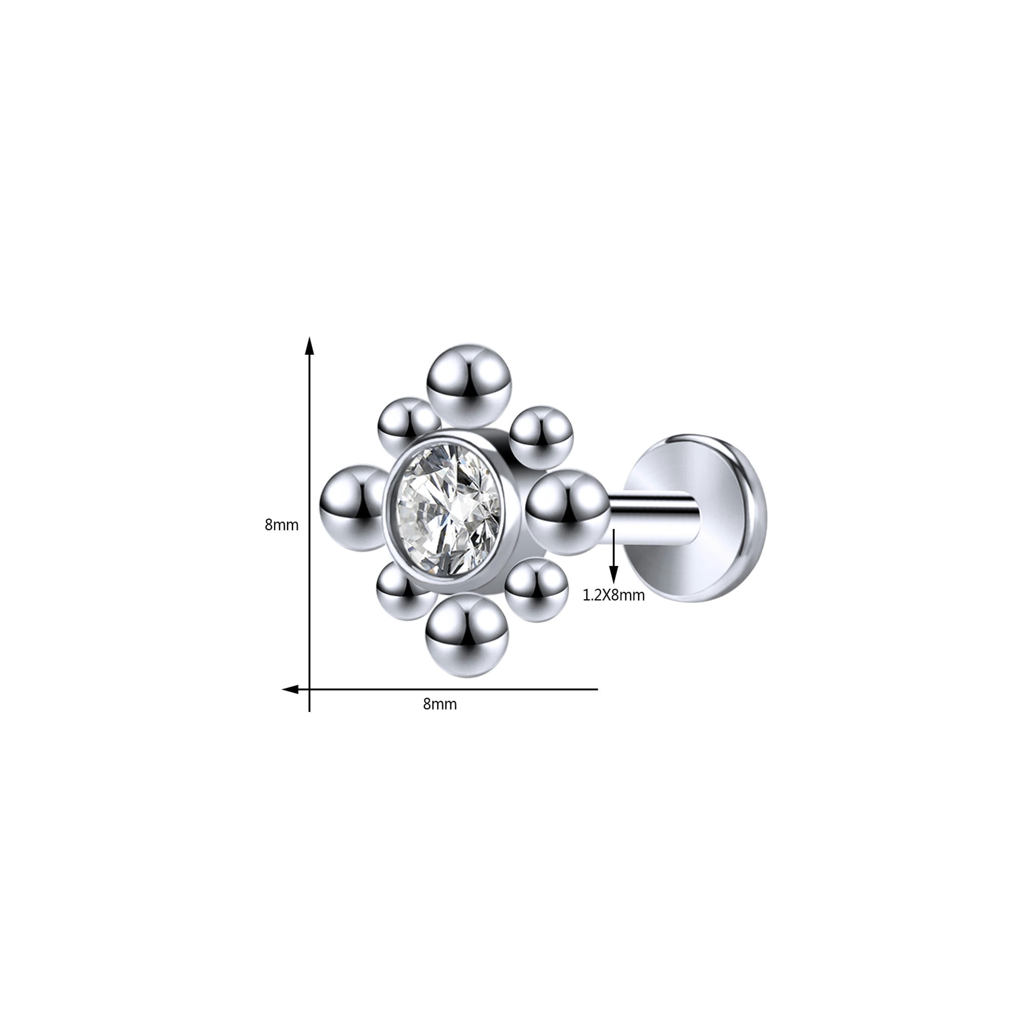 QQTDFG 16G Labret Lip Stud Piercing Internally Threaded Ear Piercing ...