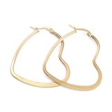 QQTDFG 201 Stainless Steel Hoop Earrings 2MM Flat Heart Gold 1.8 ...