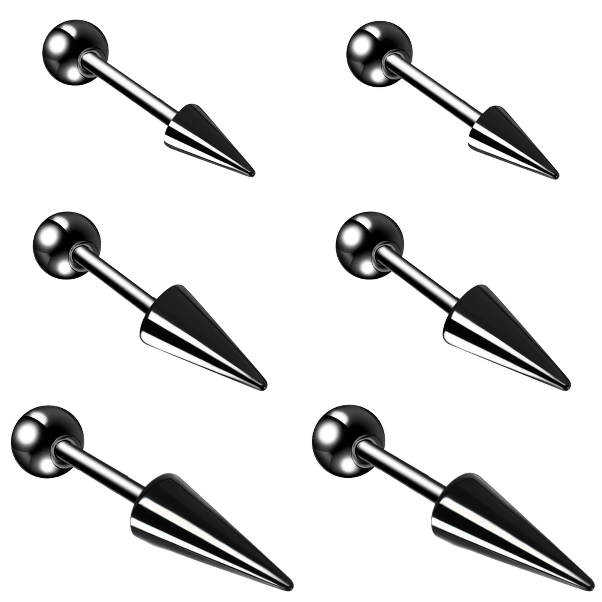 QQTDFG 3 Pairs/Set Stainless Steel Stud Earrings Spike Cartilage Tragus ...