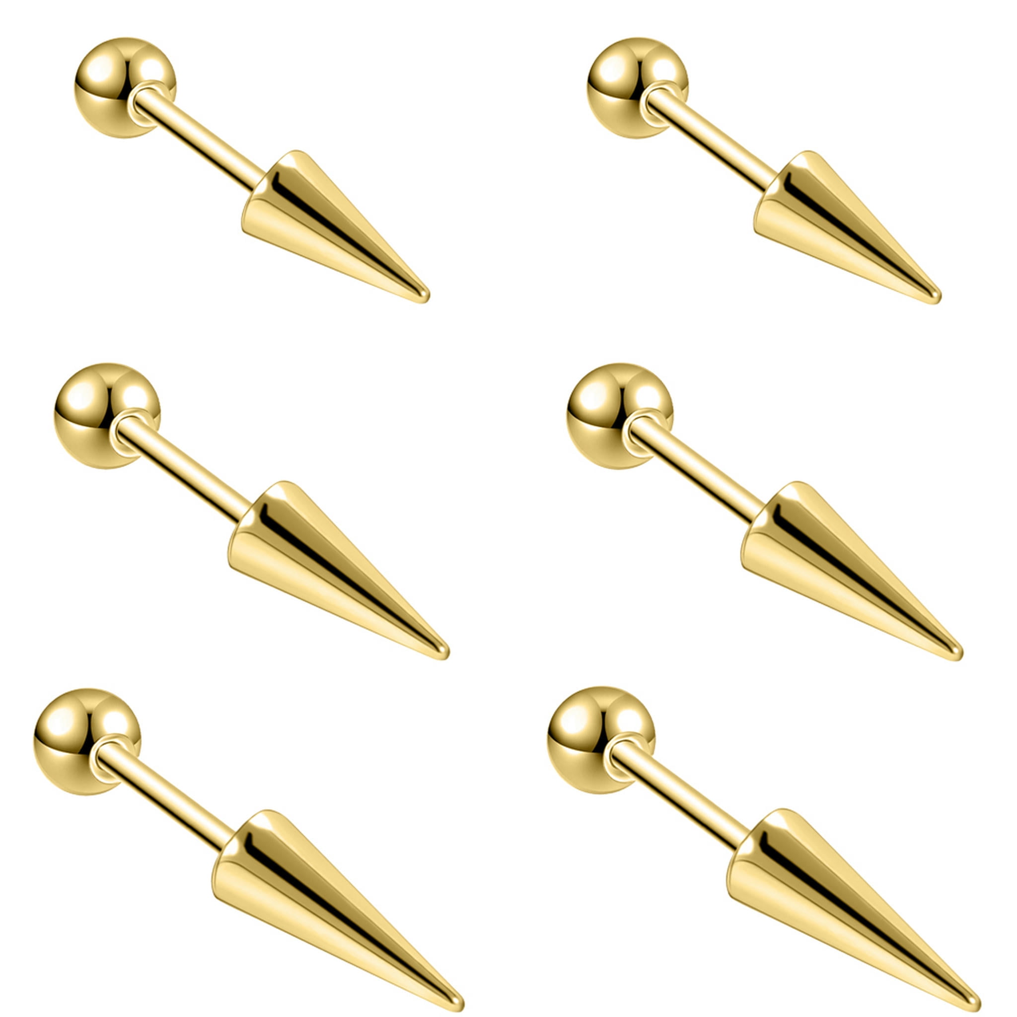 QQTDFG 3 Pairs/Set Stainless Steel Stud Earrings Spike Cartilage Tragus ...
