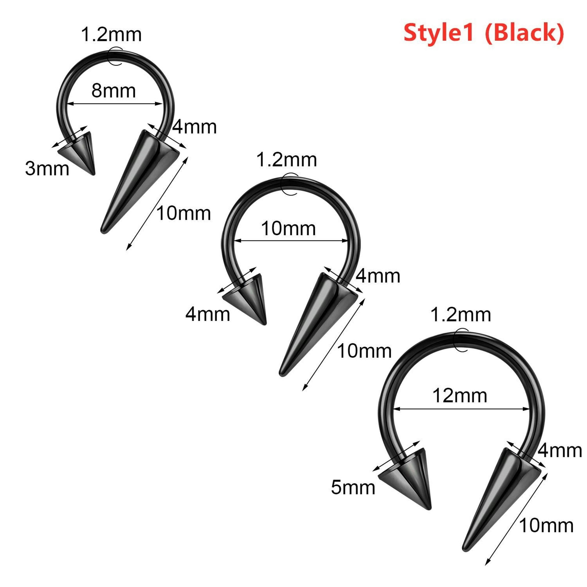 QQTDFG 3 Pcs/lot 16g Stainless Steel Septum Rings Spike Cone Ear Lip ...