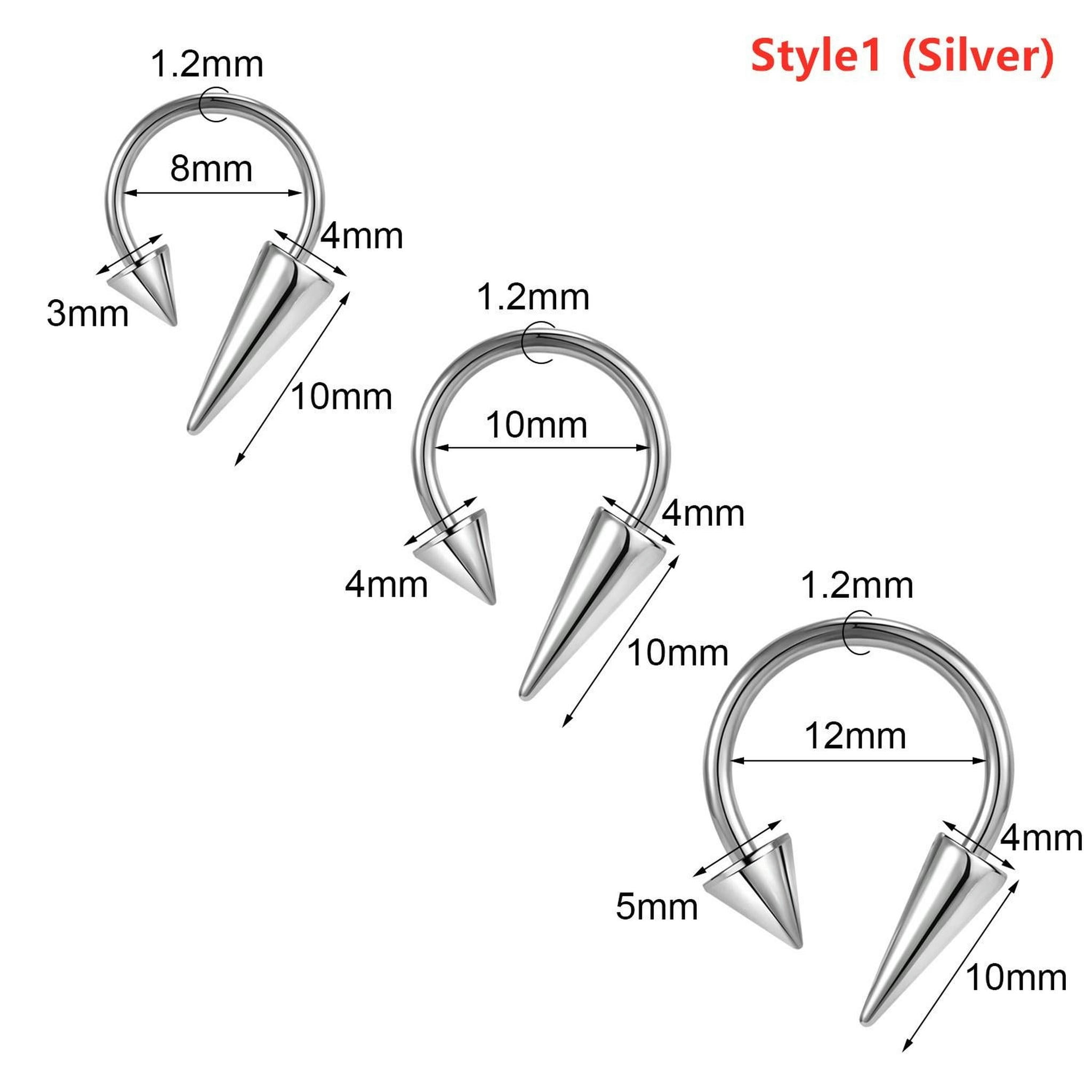 QQTDFG 3 Pcs/lot 16g Stainless Steel Septum Rings Spike Cone Ear Lip ...