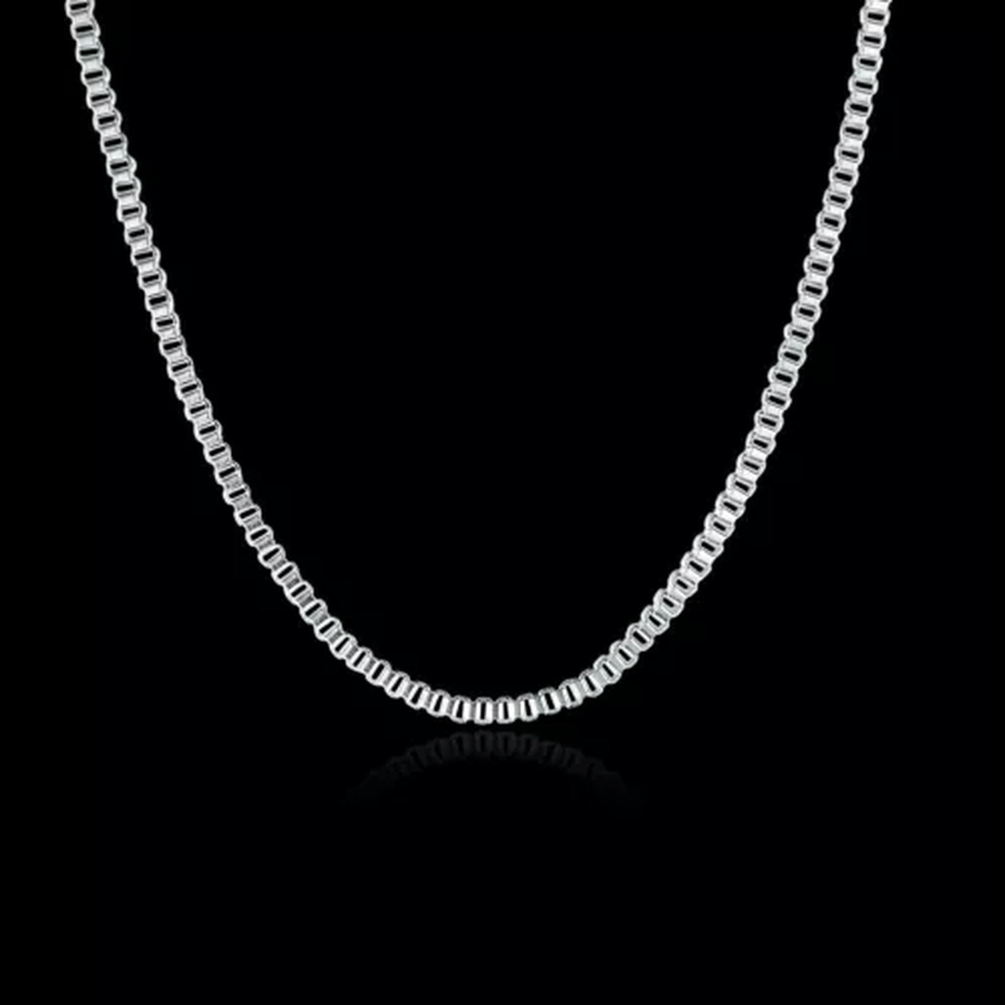 QQTDFG 5PCS 925Sterling Silver Solid Silver Vivid Box Chains Necklace ...