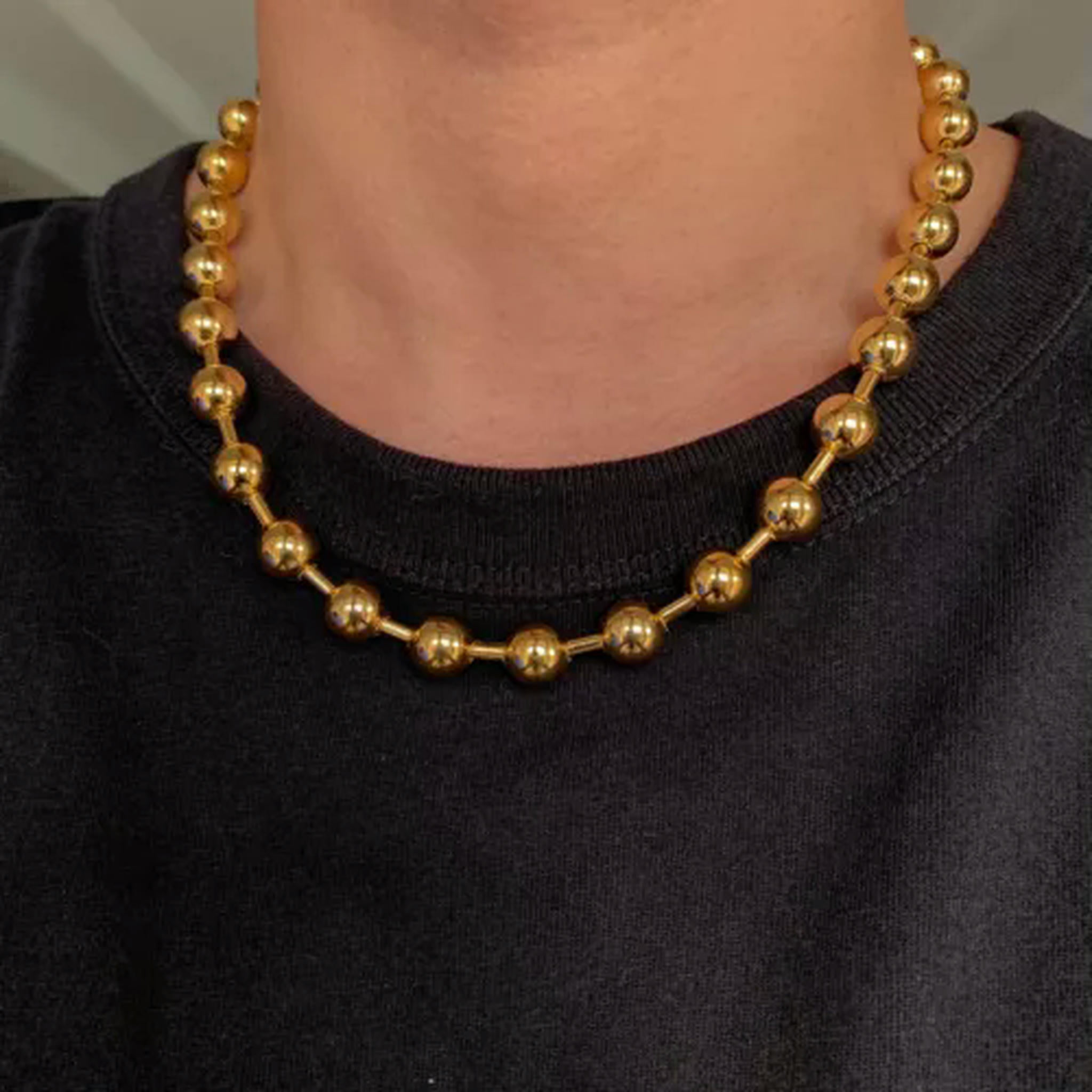 QQTDFG 7"-40" Fashion Stainless Steel Round Ball Chain Men Necklace ...