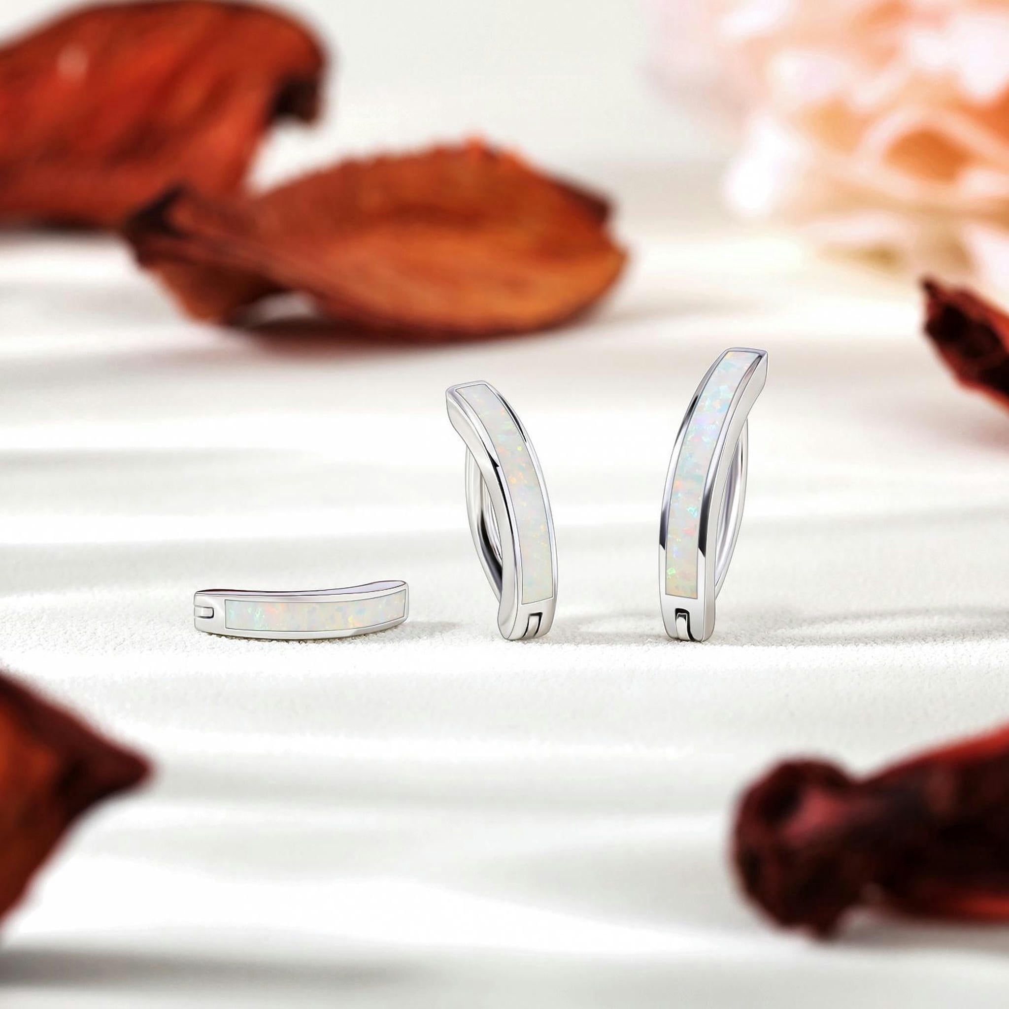 QQTDFG 925 Sterling Silver Belly Button Ring Opal Reverse Curved Barbell Navel Piercing-White ...