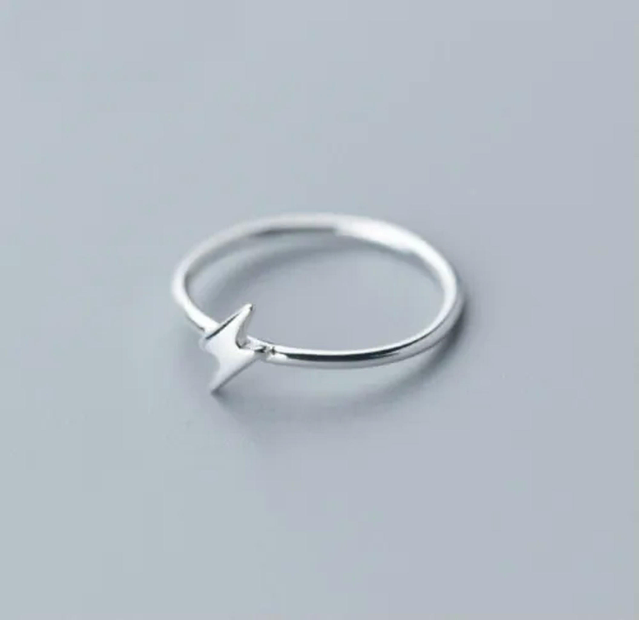 QQTDFG 925 Sterling Silver Tiny Lightning Above Knuckle Dainty Thin Pinkie Ring A3490-3.5 ...