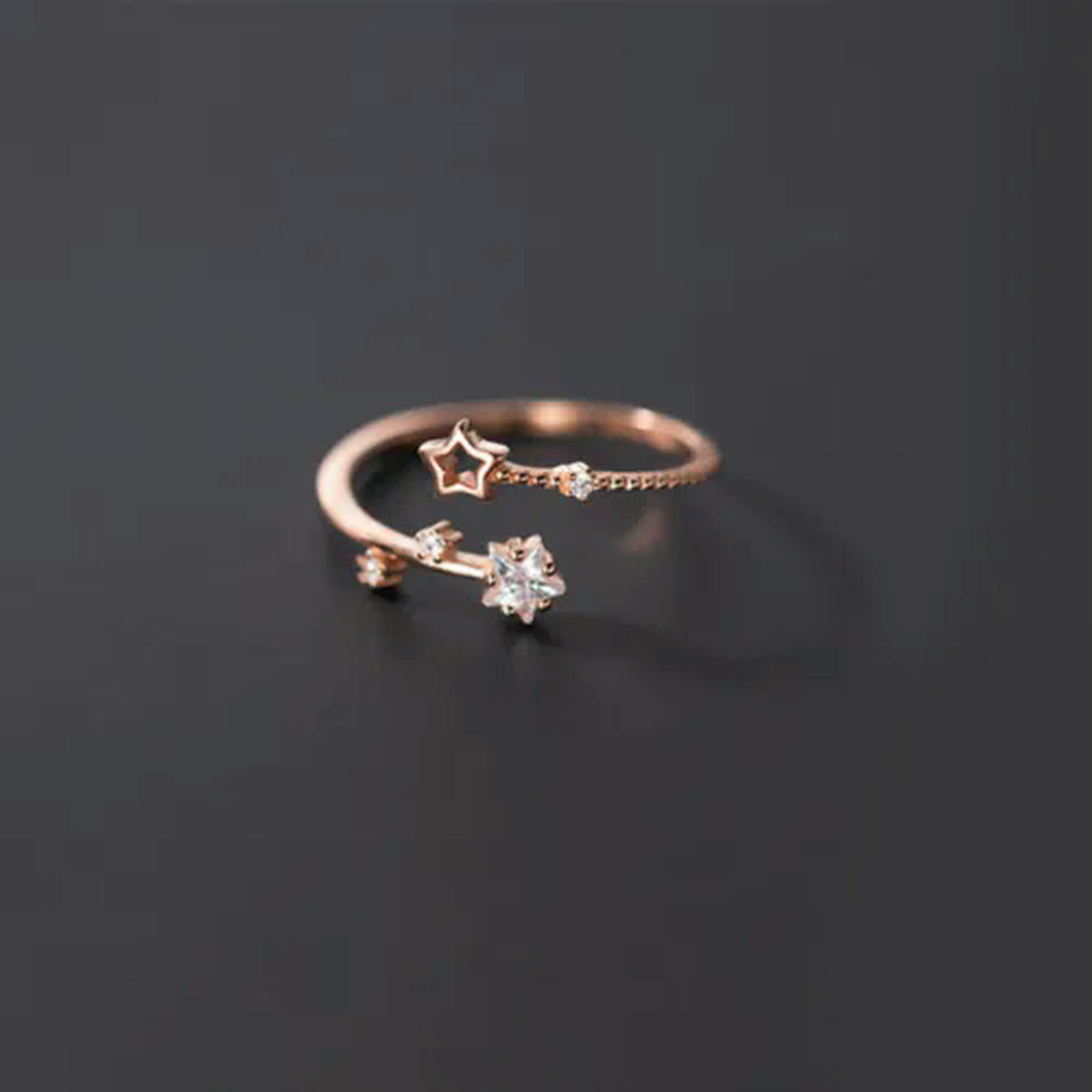 QQTDFG 925 Sterling Silver Tiny Star Dainty Thin Pinkie Ring Adjustable A3196-Rose Gold-6 ...