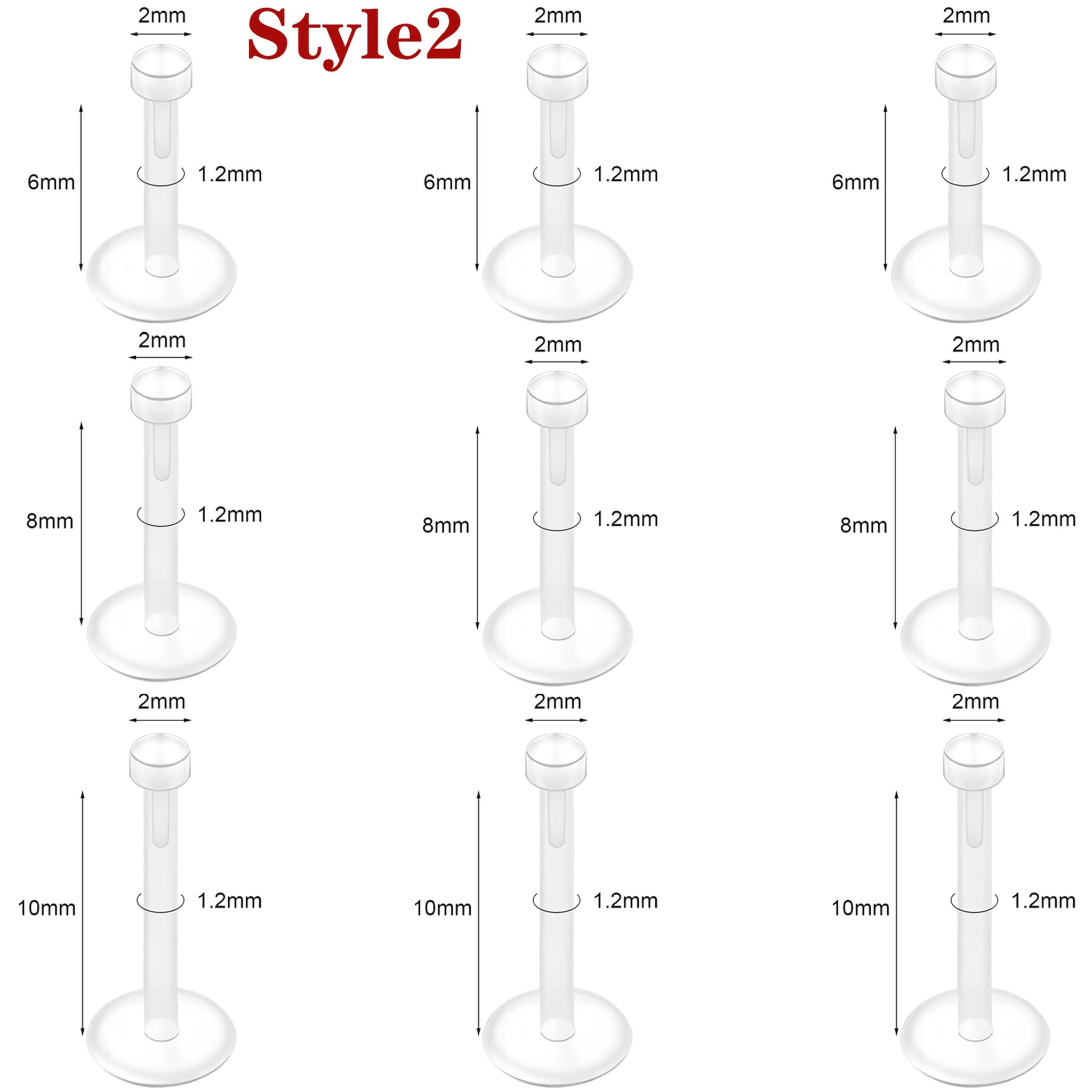 QQTDFG 9Pcs Acrylic Lip Rings Stud Earrings Nose Retainer Tragus Helix ...