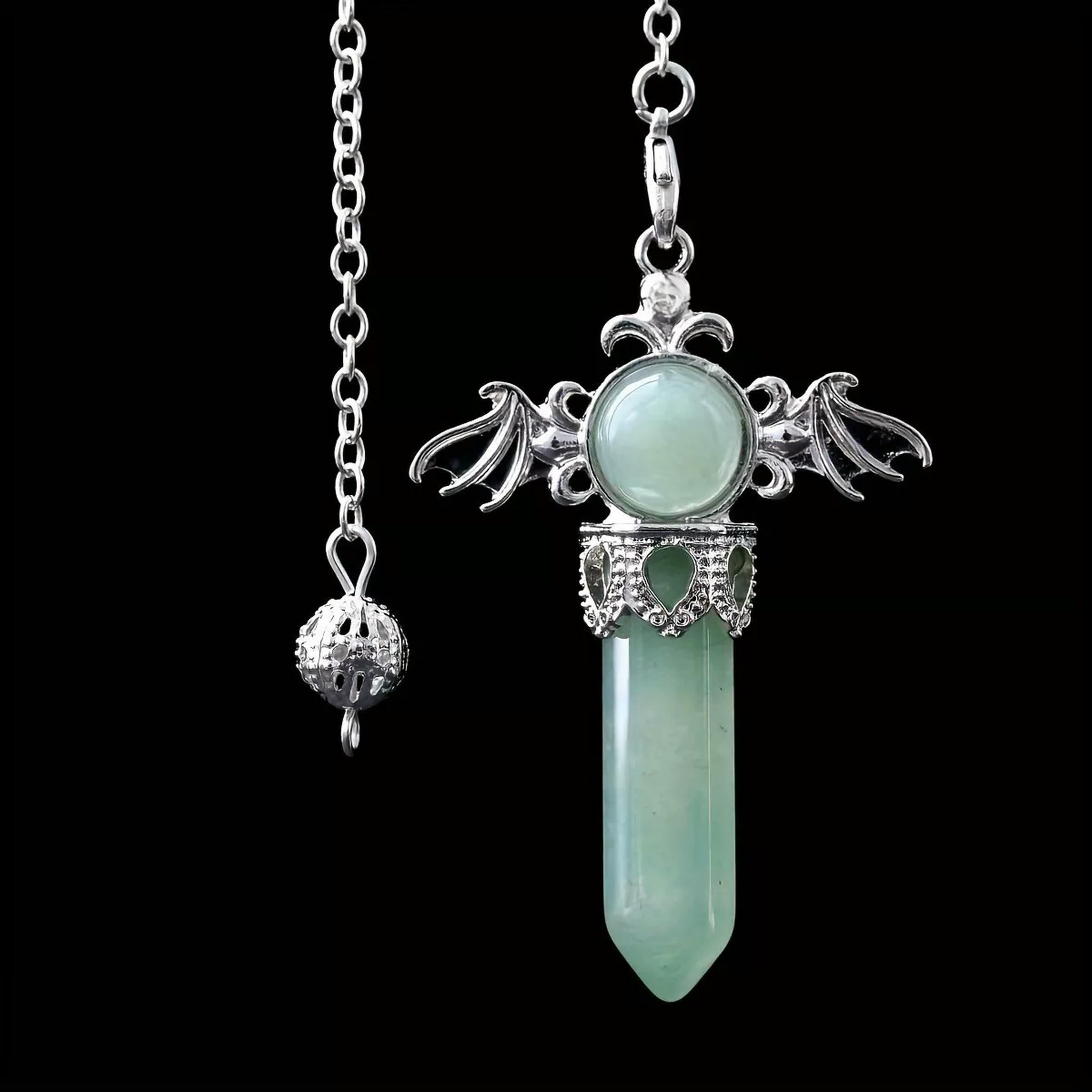 QQTDFG Aventurine Gems Angel Wings Pendulum Necklace Magic Reiki ...