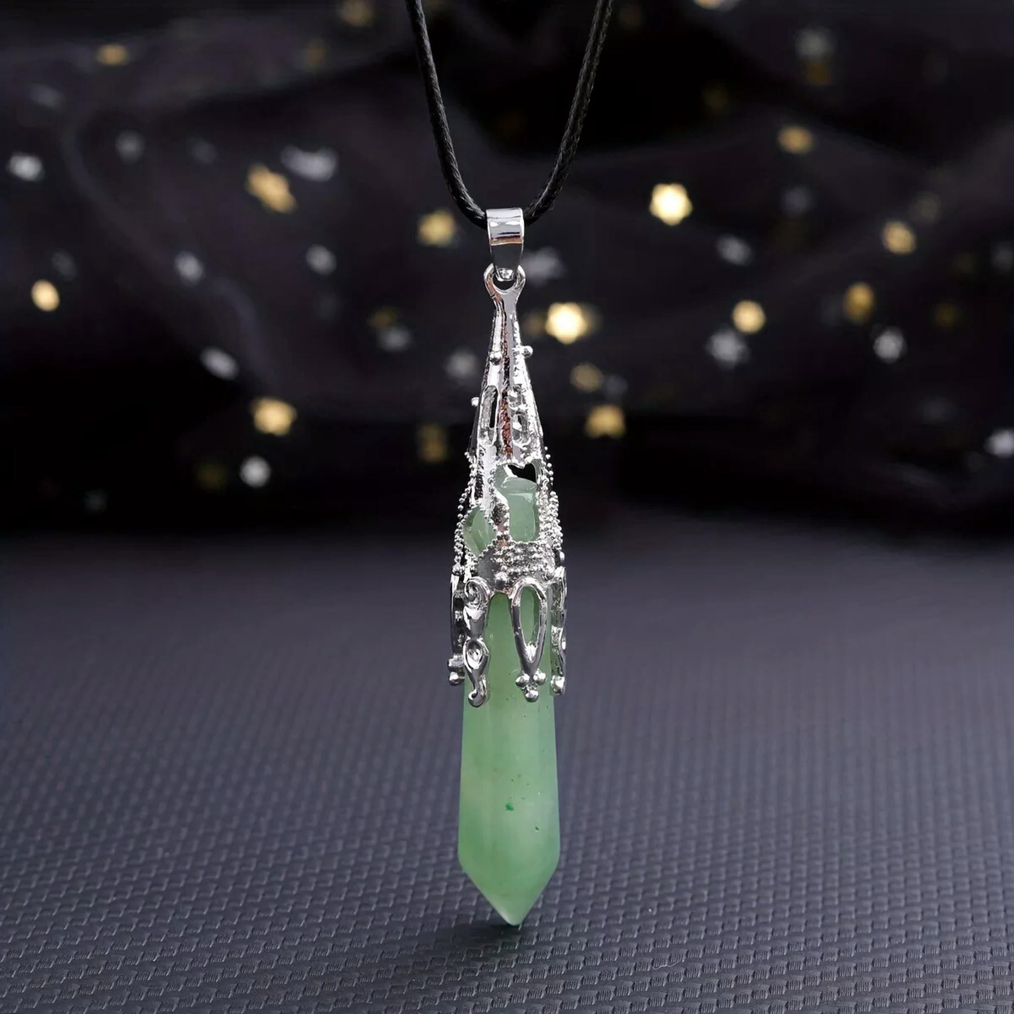QQTDFG Aventurine Gems Dowsing Pendulum Necklace Magic Reiki Healing ...