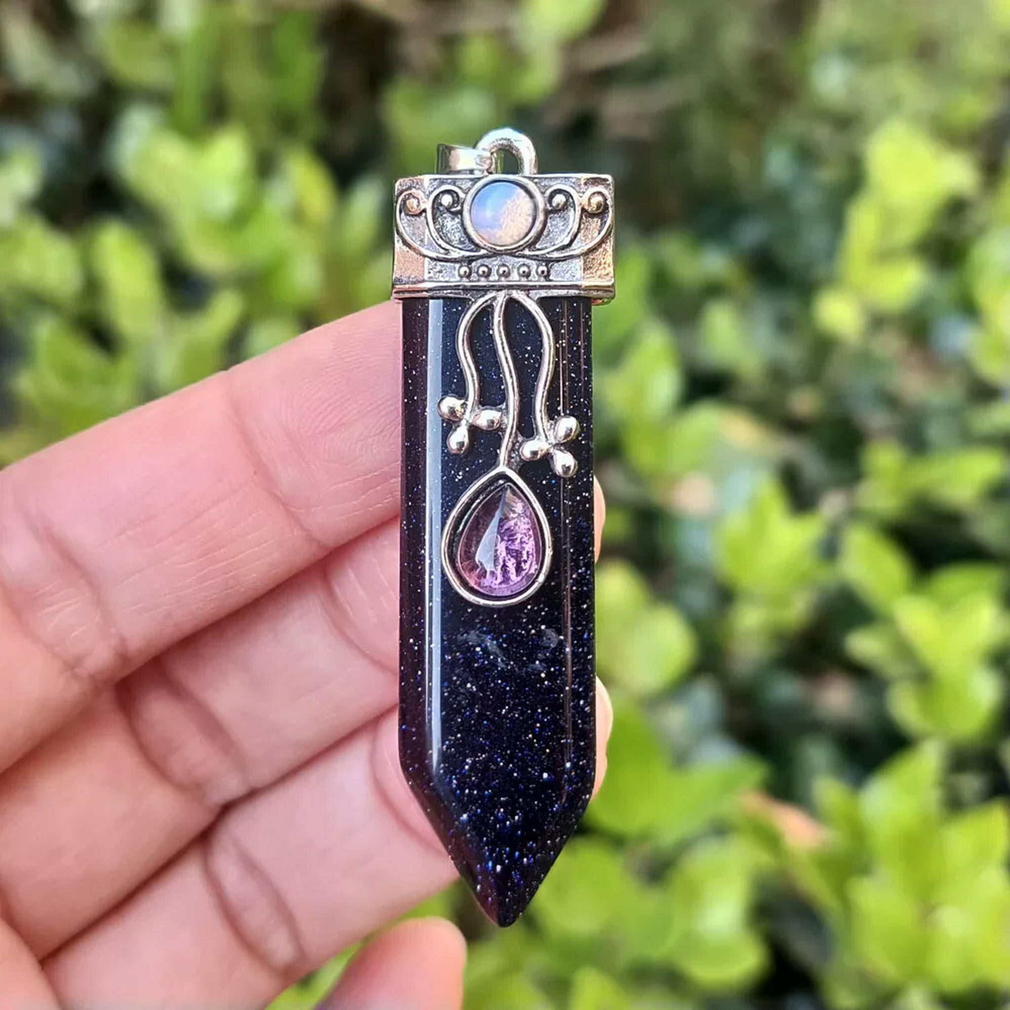 QQTDFG Blue Sand Jasper Gems Stone Sword Pendant Prism Chakra Reiki ...