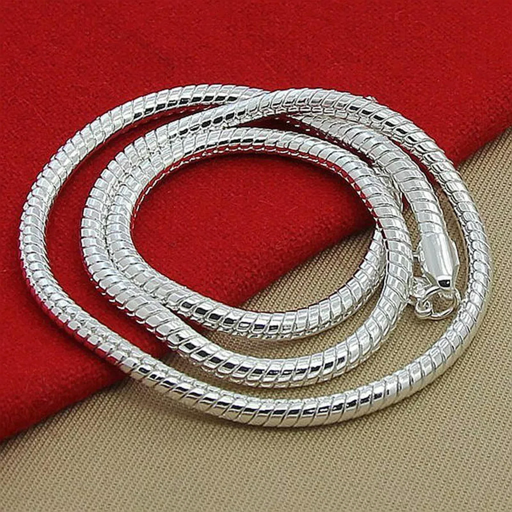 QQTDFG Cool 925Sterling Silver Vivid Snake Bone Chains Necklace 3mm 30 ...
