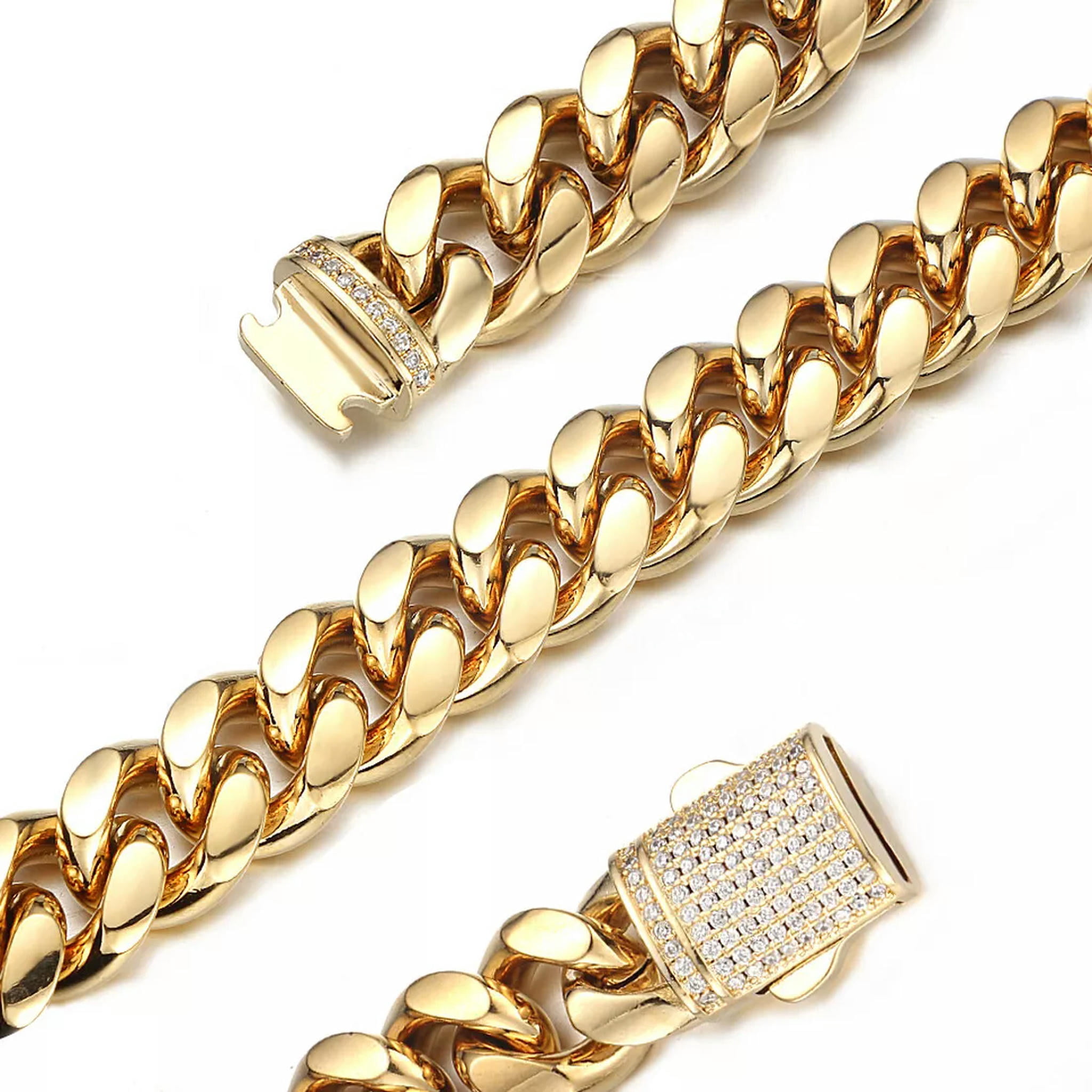 QQTDFG Cool Heavy 14mm 24" Gold Mens Miami Cuban Link Chain Necklace ...