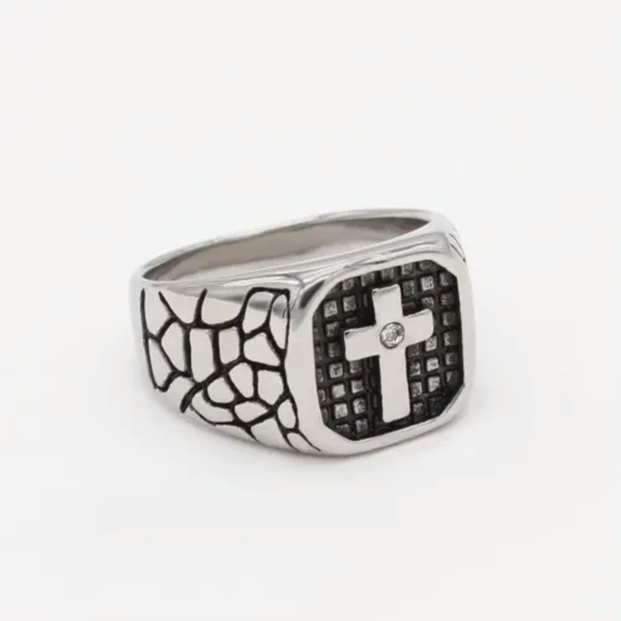 QQTDFG Cross Signet Ring for Men Stainless Steel Christian Holy ...