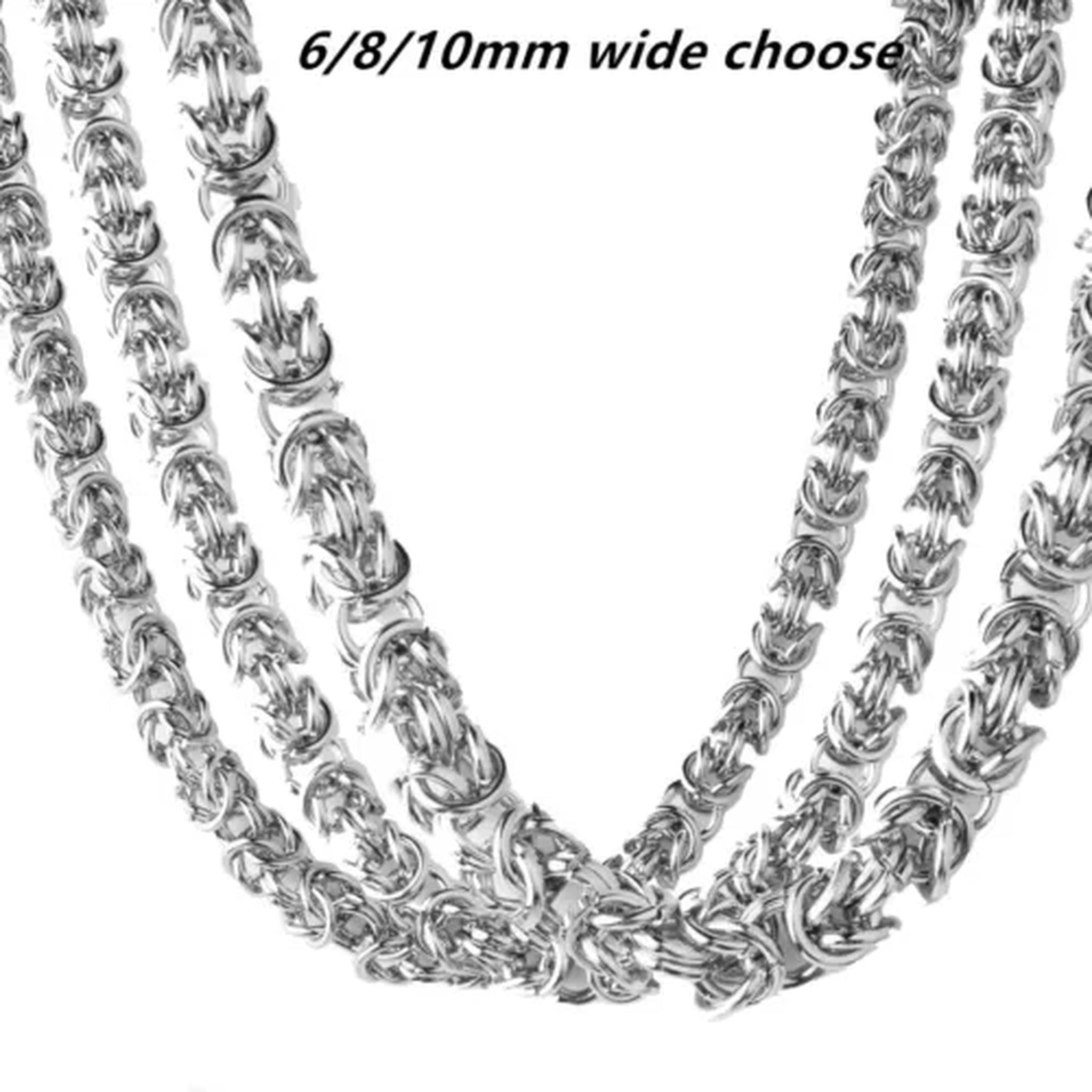QQTDFG Fashion Women Men 6/8/10mm Stainless Steel Byzantine Chain ...