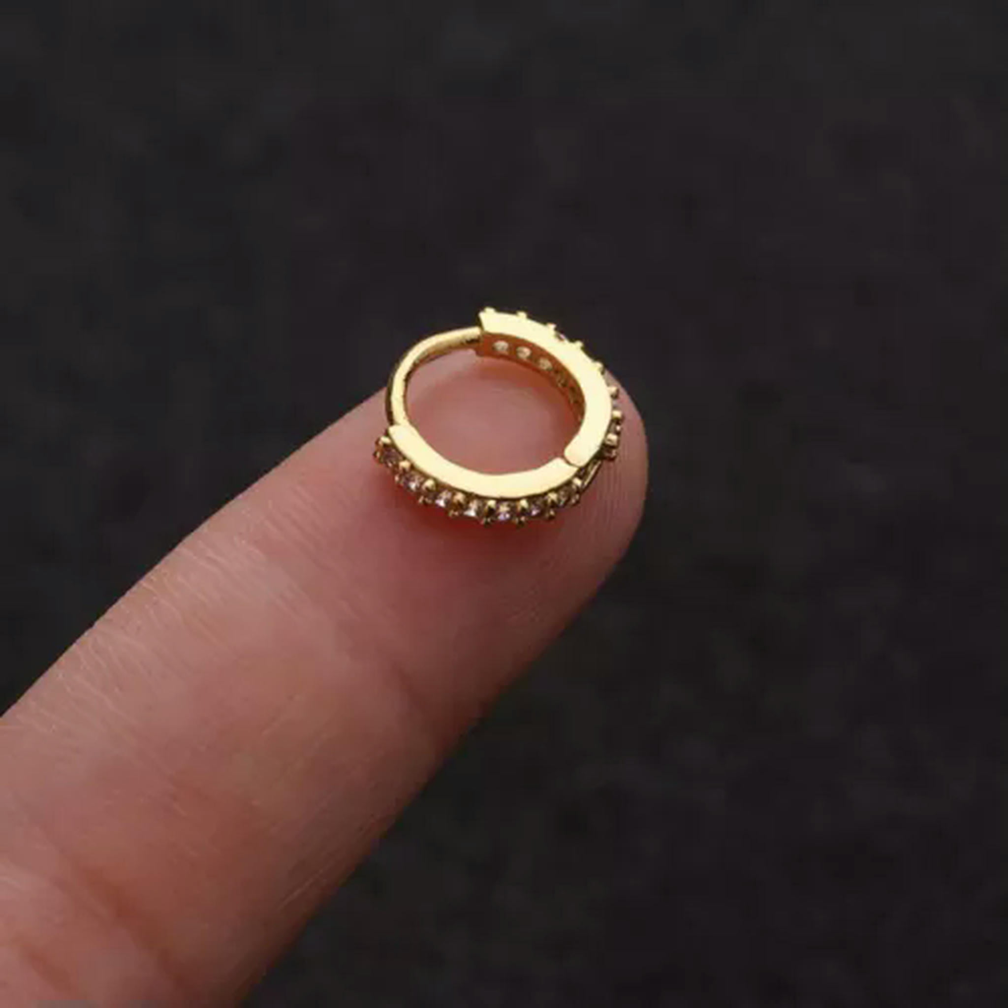 QQTDFG Gold Rosegold Body Jewelry Nose Ring Huggie Hoop Earring CZ Ear ...