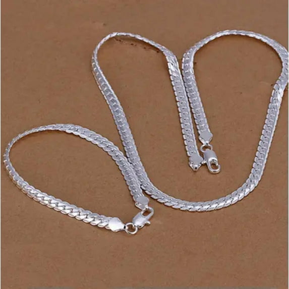 QQTDFG Hot 925 Sterling Solid Silver 5mm Women Men Chain Jewelry ...