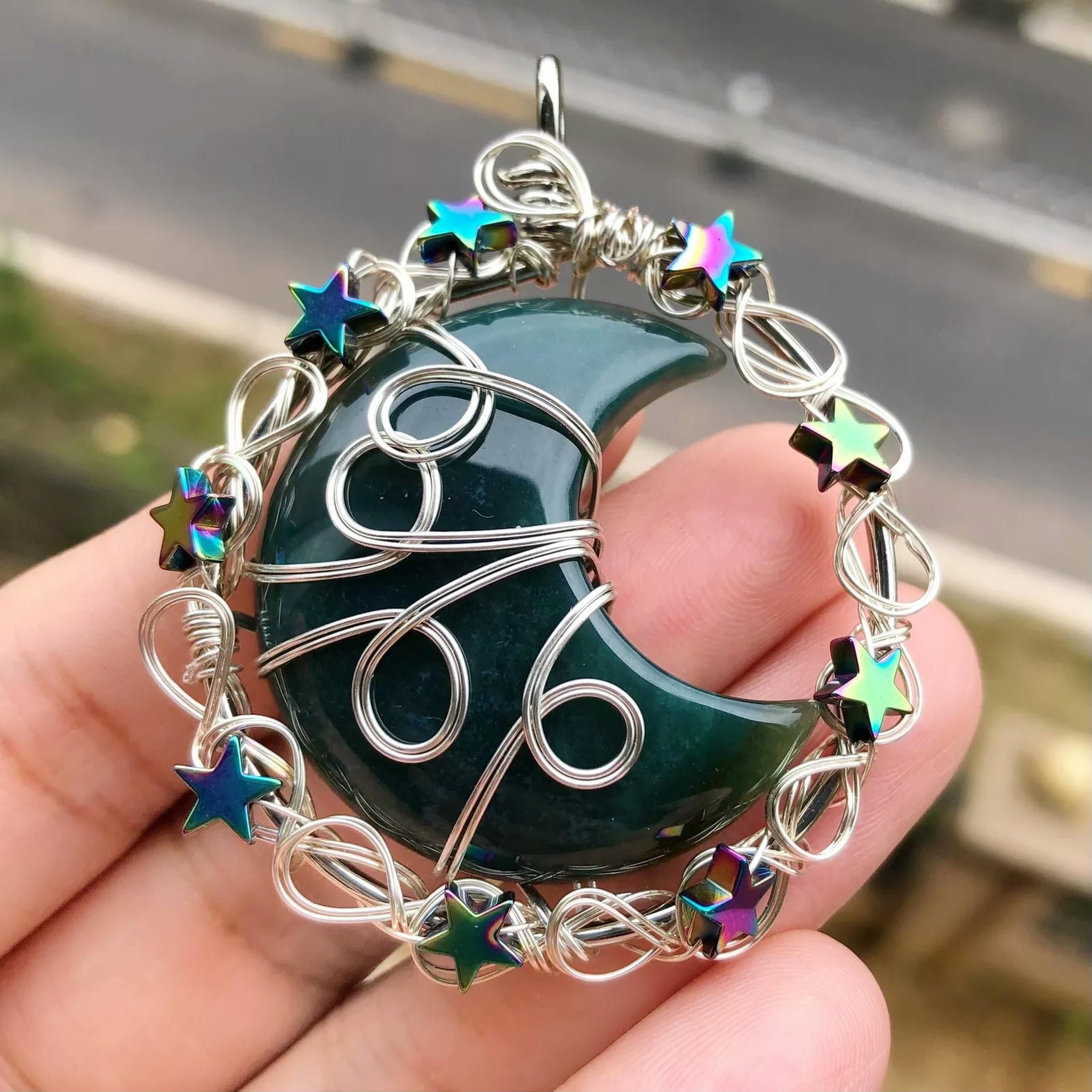 QQTDFG Indian Agate Gem Tree Of Life Water-Drop Necklace Chakra Reiki ...